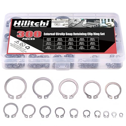 Hilitchi 300-Pcs [15-SIZE] External Circlip Snap Retaining Clip Ring ...
