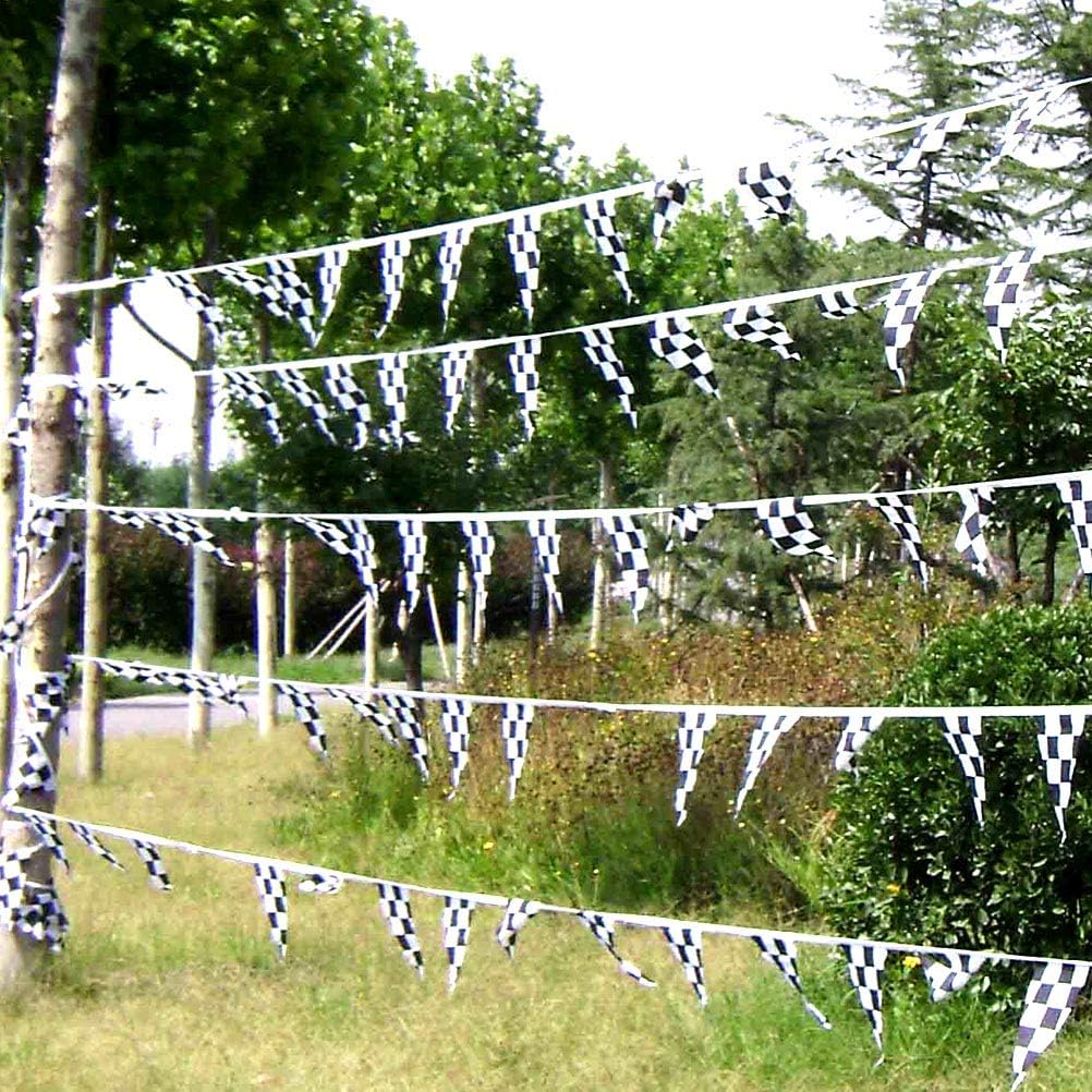 nuoshen 10 Meters Racing Flags,Black and White Checkered Flag 38 Pieces ...