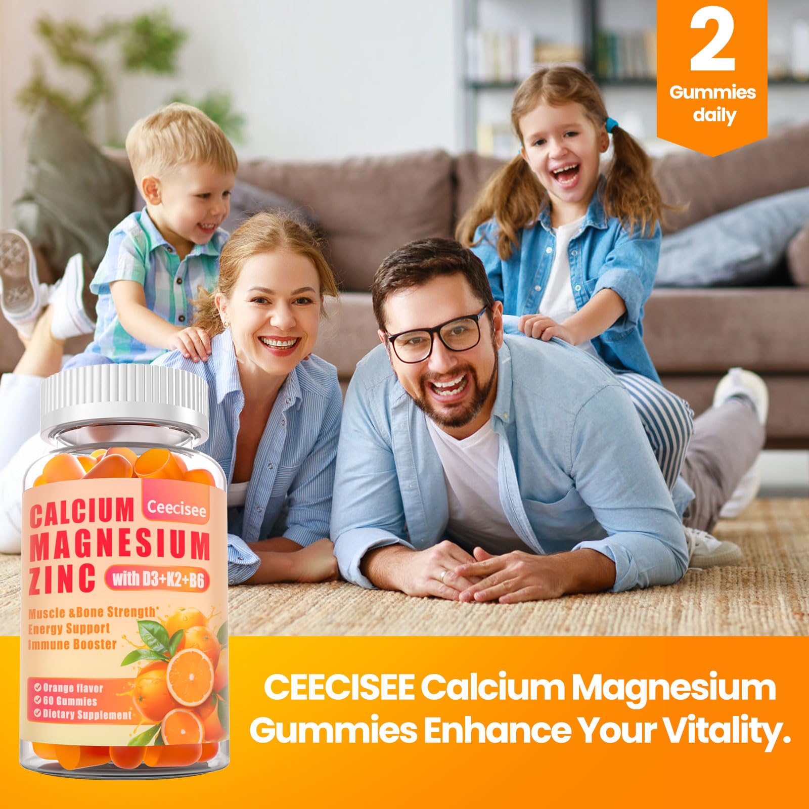 Mua Calcium Magnesium Zinc Gummies with D3 &B6 &K2,1000mg Calcium ...
