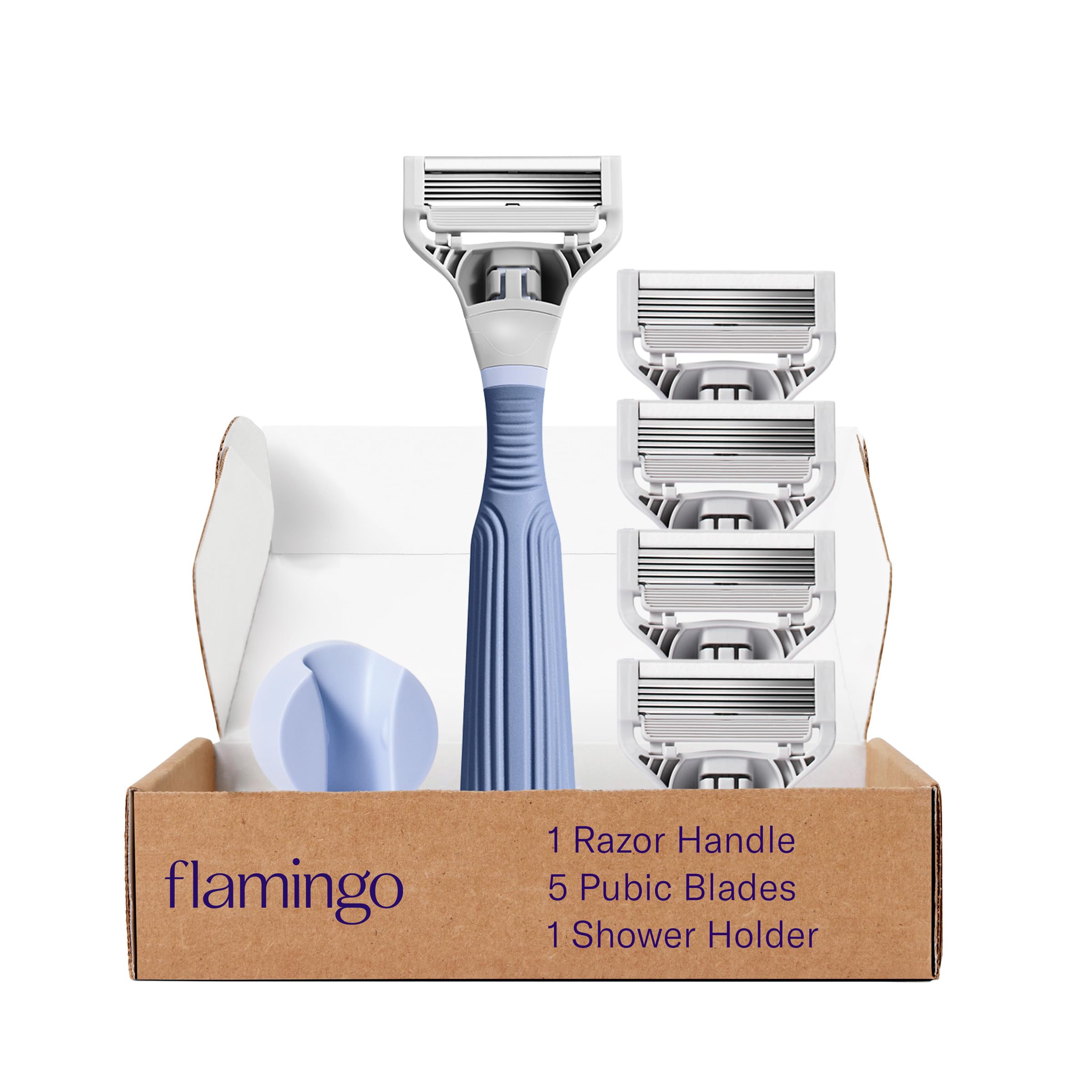 Flamingo Pubic Hair Razor for Women Starter Set, 1 Razor Handle, 4 ...