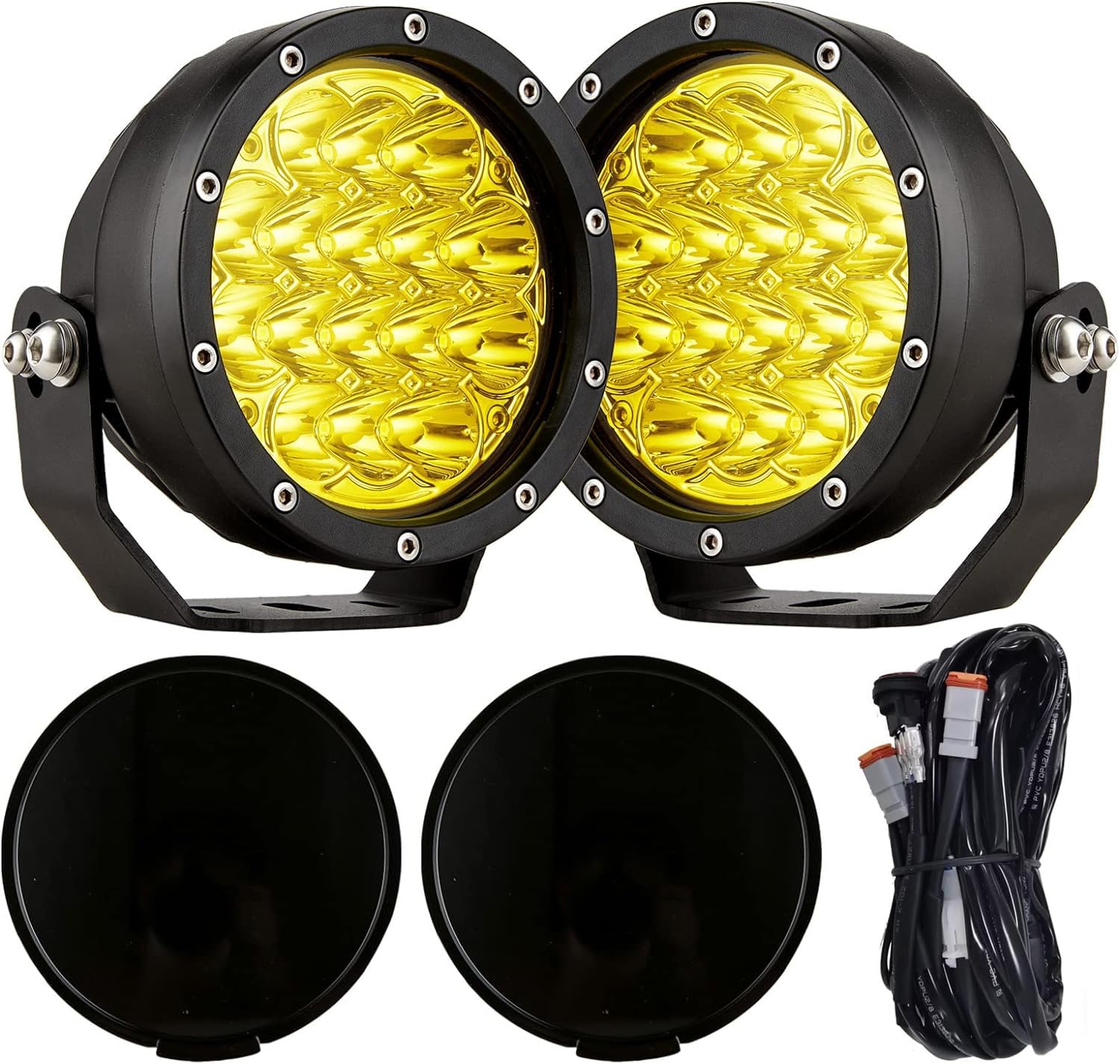 BIGLION.X 5Inch 160W Round Offroad Lights 18800LM LED Amber Fog Lights ...