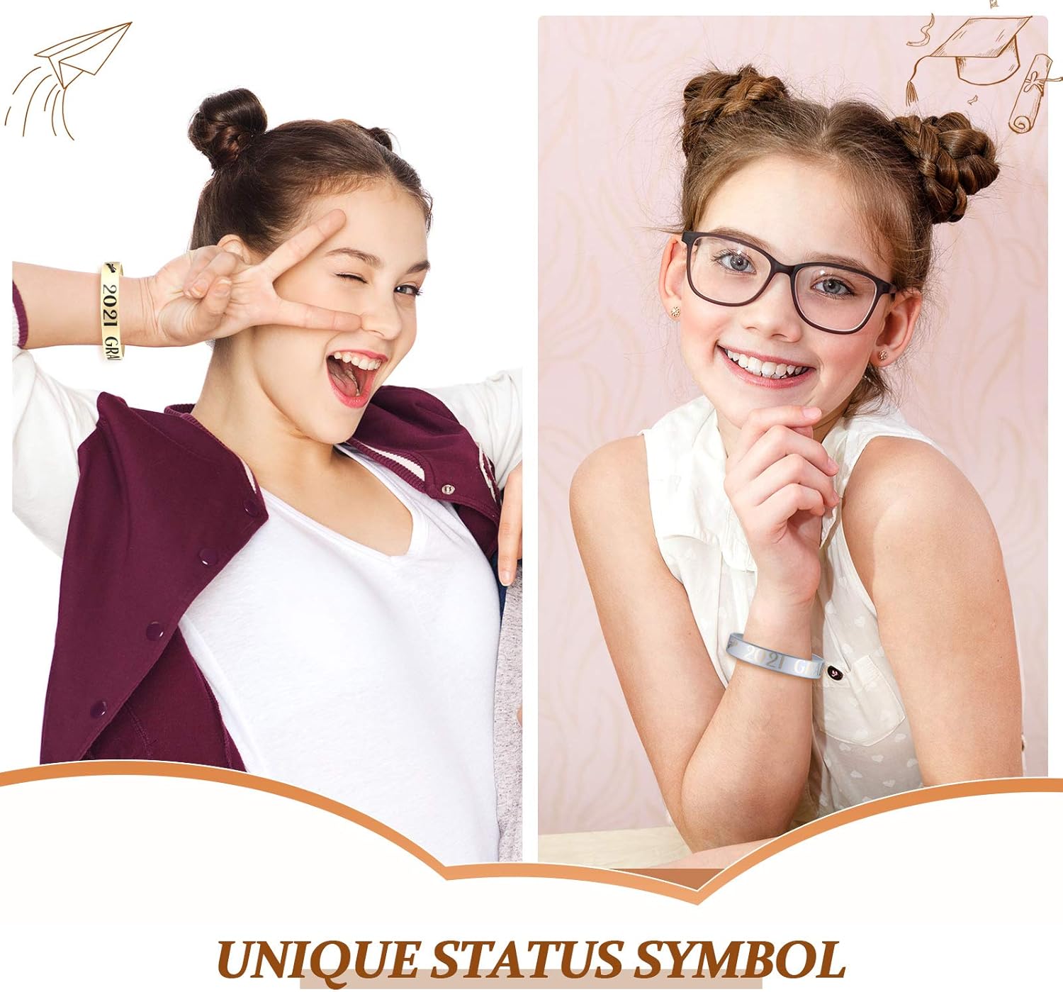 24 Pieces Class of 2021 Bracelet 2021 Grad Silicone Wristband ...