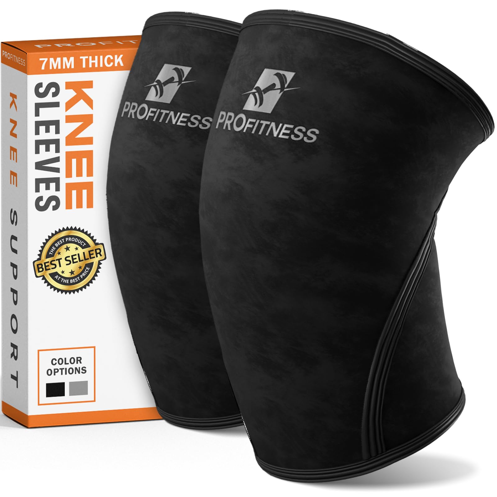 Knee Sleeves Weightlifting - 7mm Thick Pair of Compression Knee Brace ...