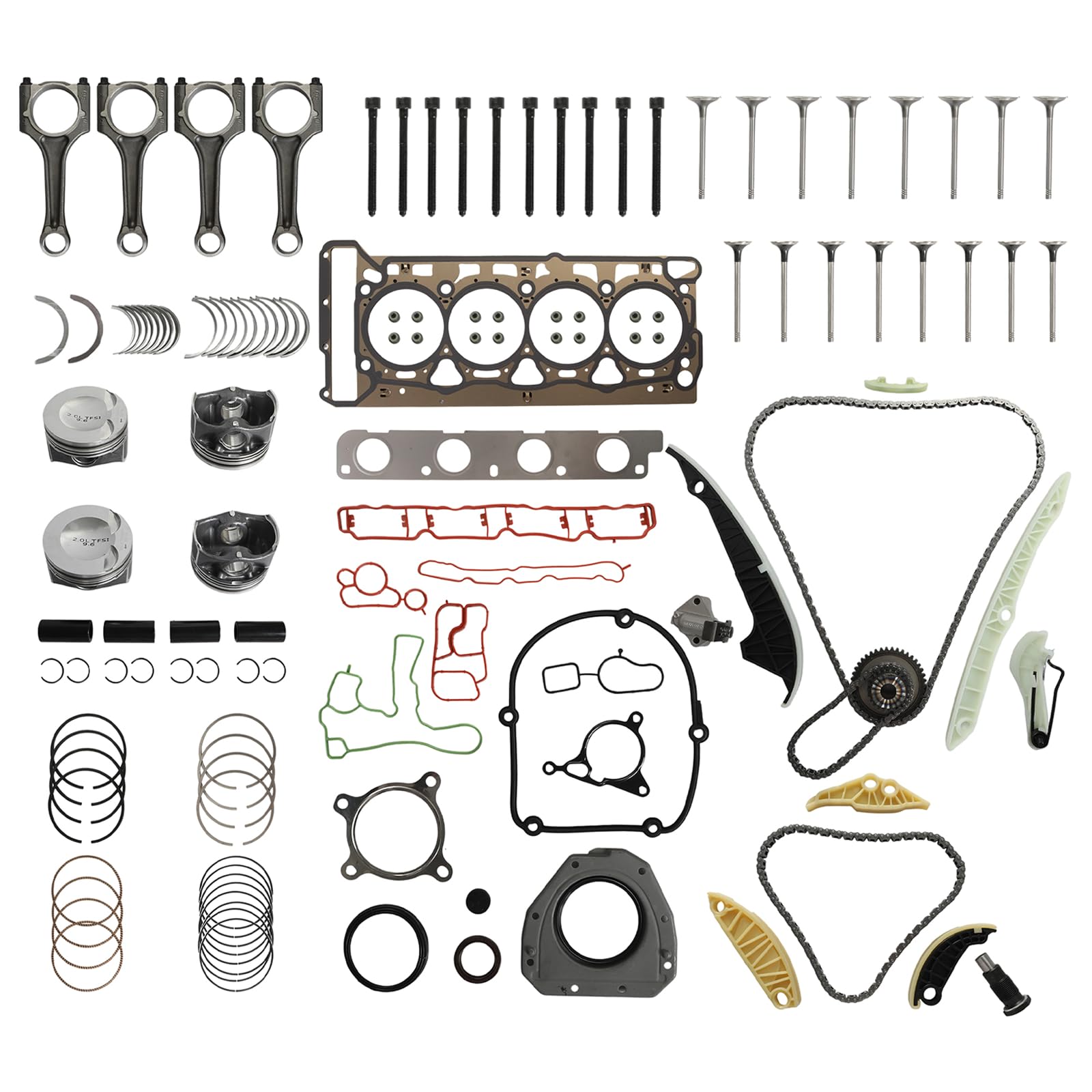 Gasekan Timing Chain Kit Piston Rods Set Engine Valves Gasket Fits for ...