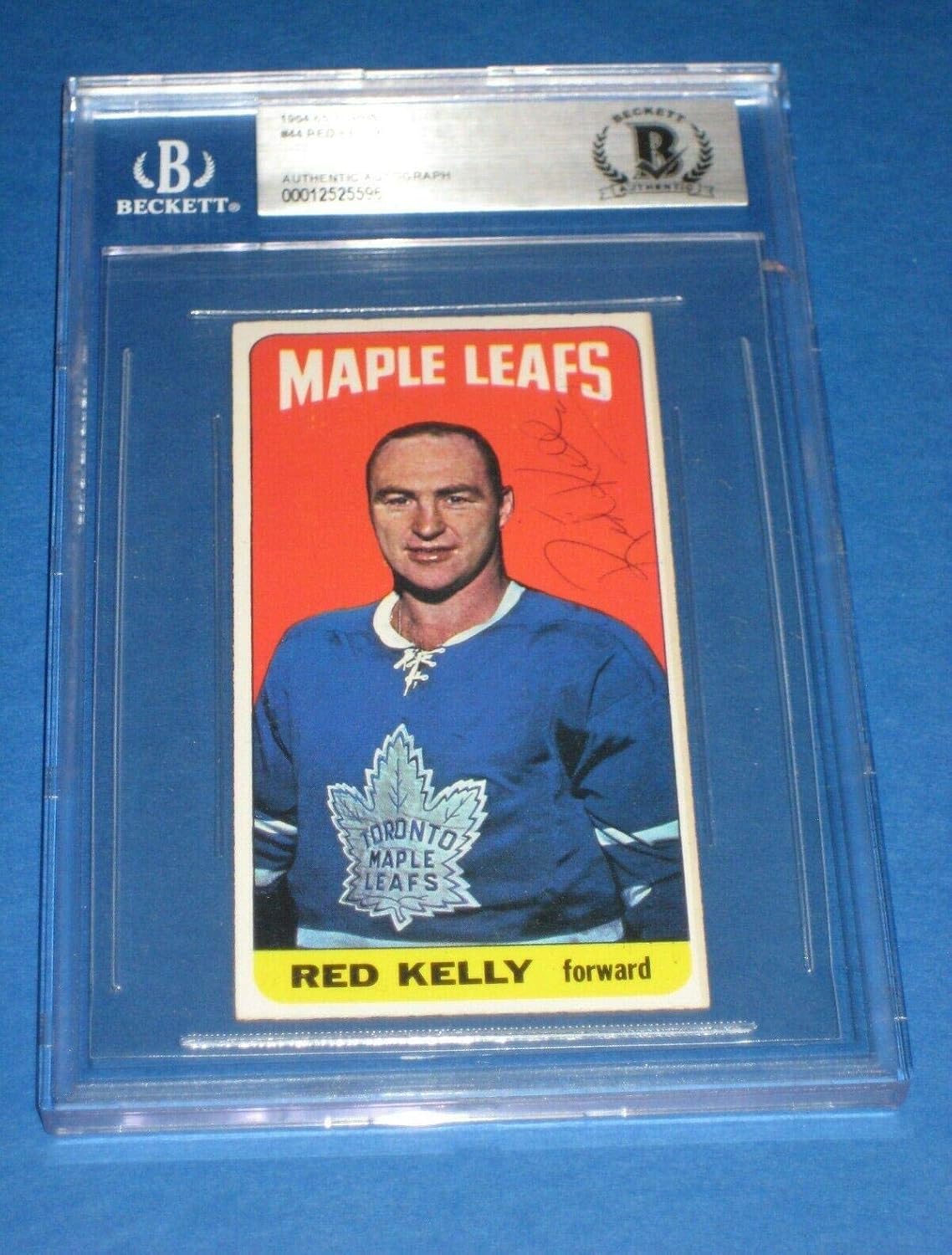 RED KELLY Signed 1964-65 TOPPS Card #44 Beckett Authenticated - Hockey ...