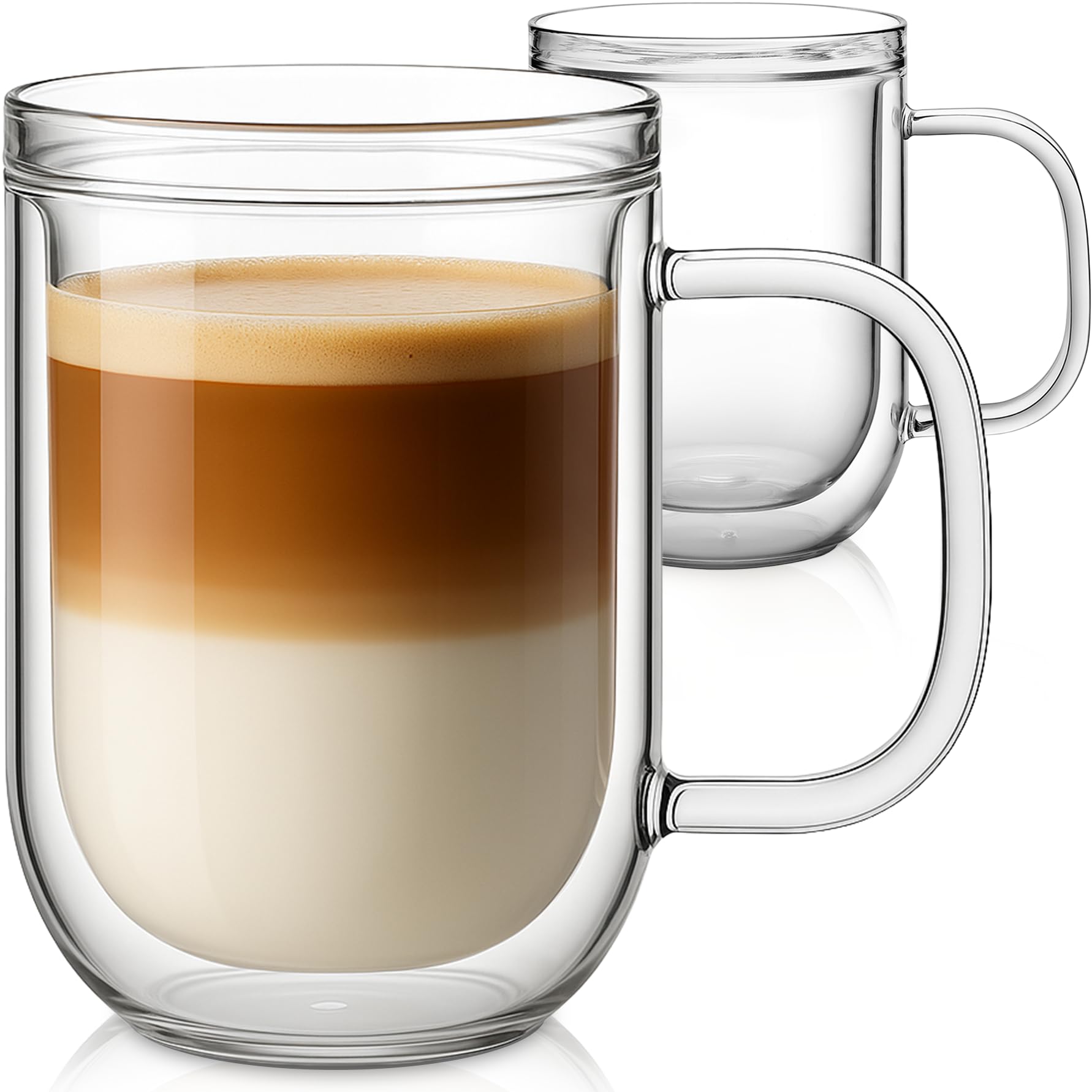 Aquach 16 Oz Double Walled Glass Coffee Mugs, Clear Glass Coffee Tea ...