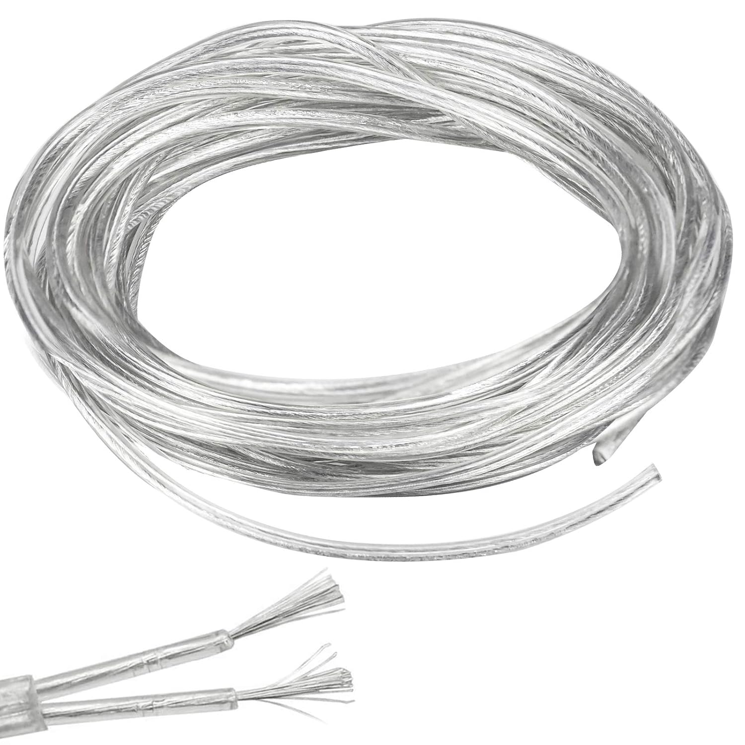 10 M 2 Cores Transparent Electrical Wire Flat 0.75 mm² Extension Cable ...