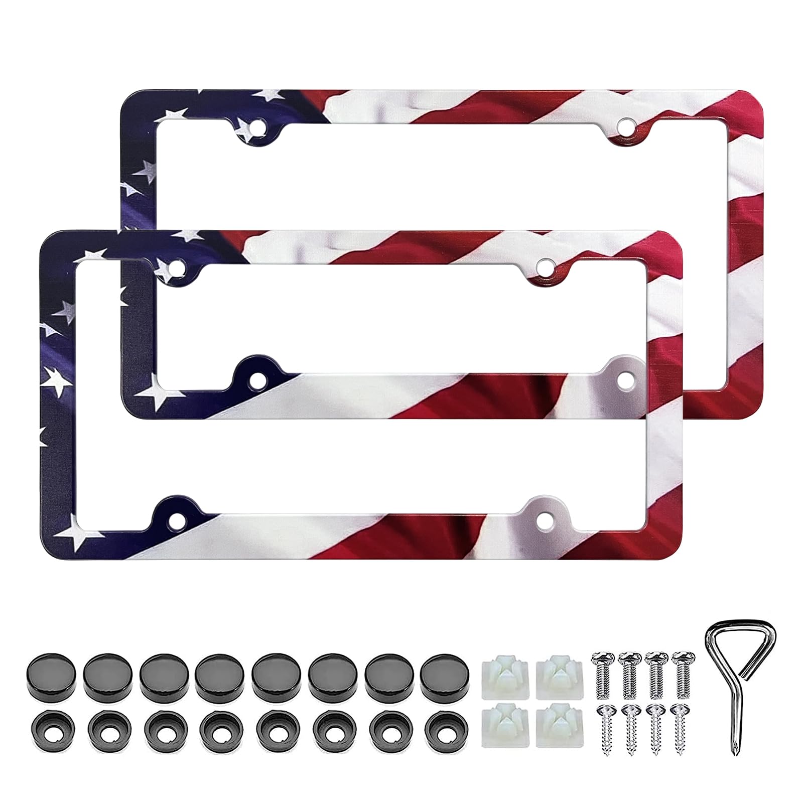 LIN KANG American Flag License Plate Frame Holder - 2 Pack Patriotic ...