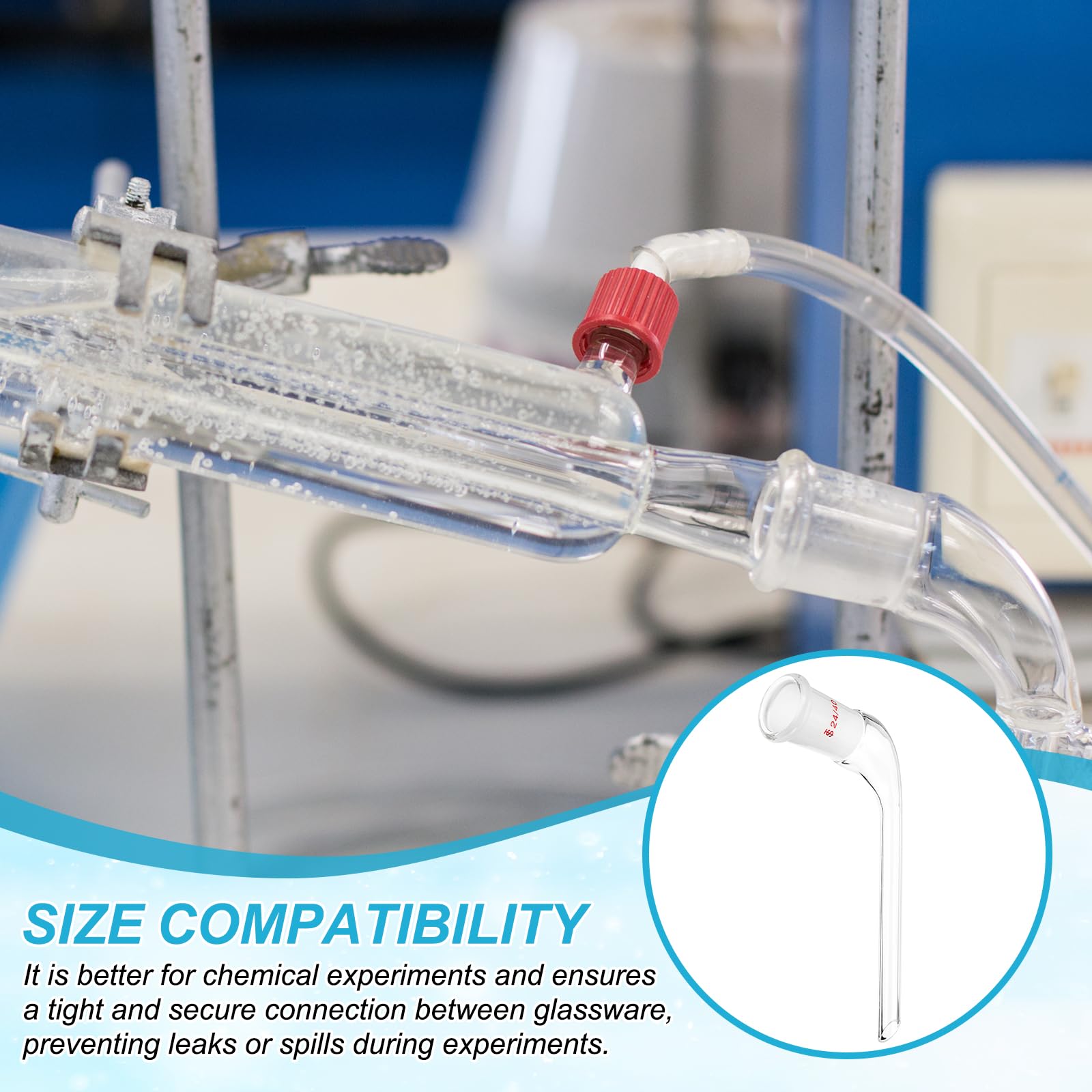 PATIKIL Borosilicate Glass Distillation Adapter, 105 Degree 24/40 Outer ...
