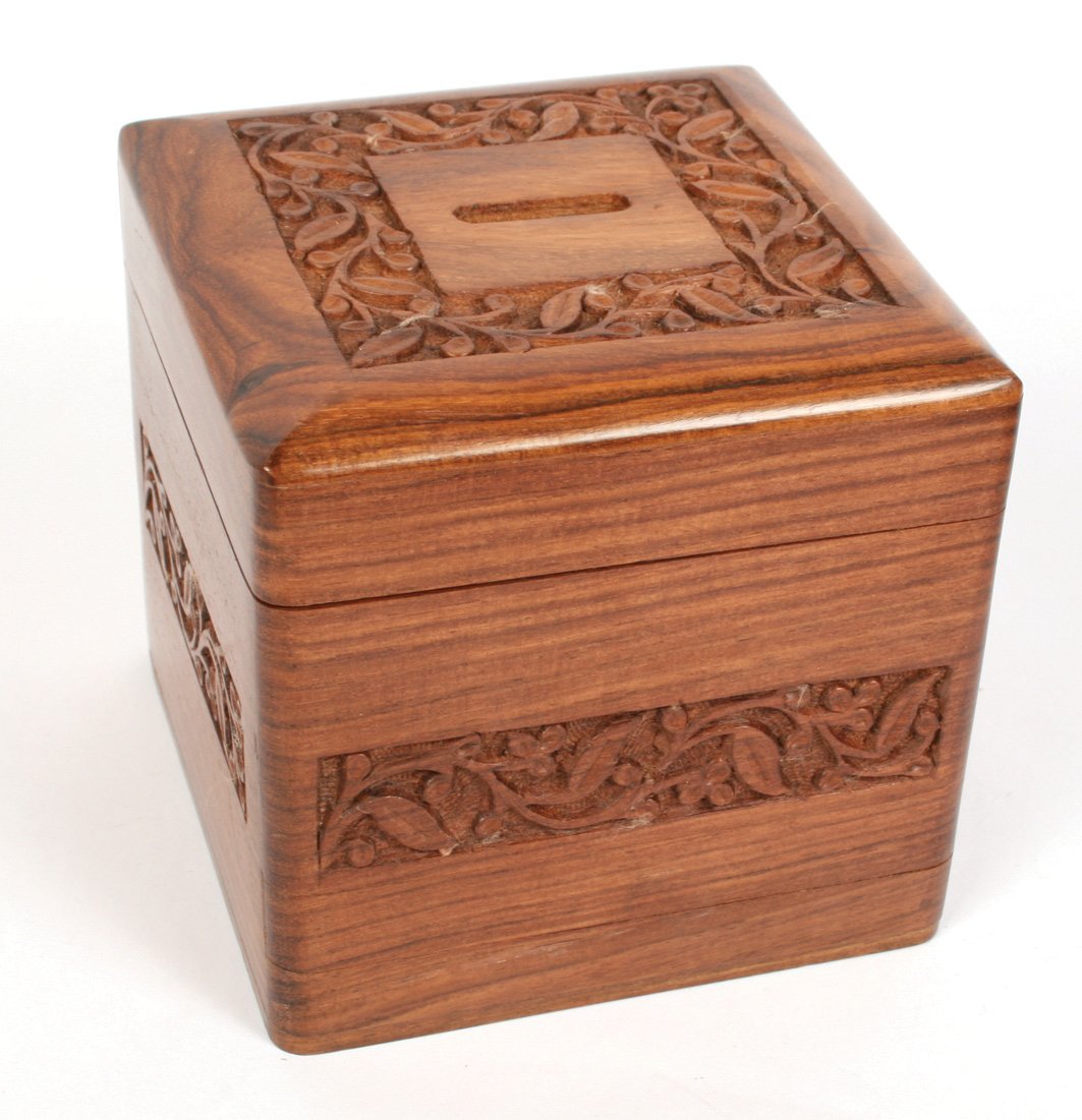 Fair Trade Wooden Money Box with Secret Lock: Amazon.co.uk: Kitchen & Home
