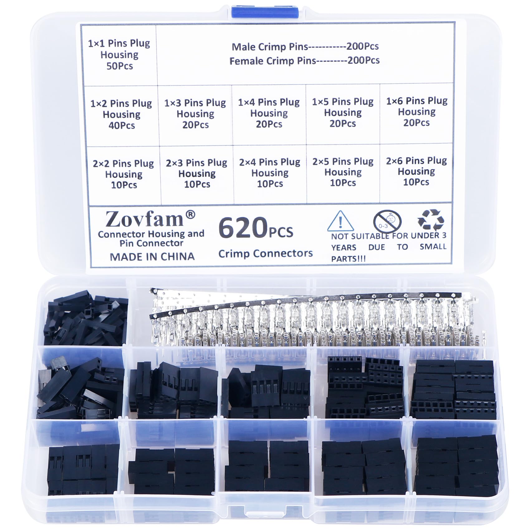 2.54mm Pitch 1 2 3 4 5 6 Pin Housing Connector and Male Female Pin Header Crimp Terminal ...