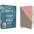 NIV, Quest Study Bible, Large Print, Leathersoft, Gray/Pink, Comfort ...