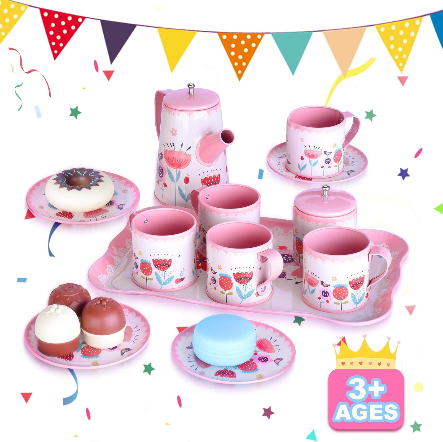 vivianan Pretend Play Tea Party Set – Kids Pretend Toy Tea Set Role ...