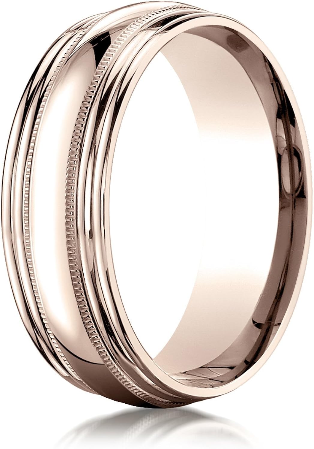 Benchmark 14K Rose Gold 7.5mm Comfort-Fit with Milgrain Double Round ...