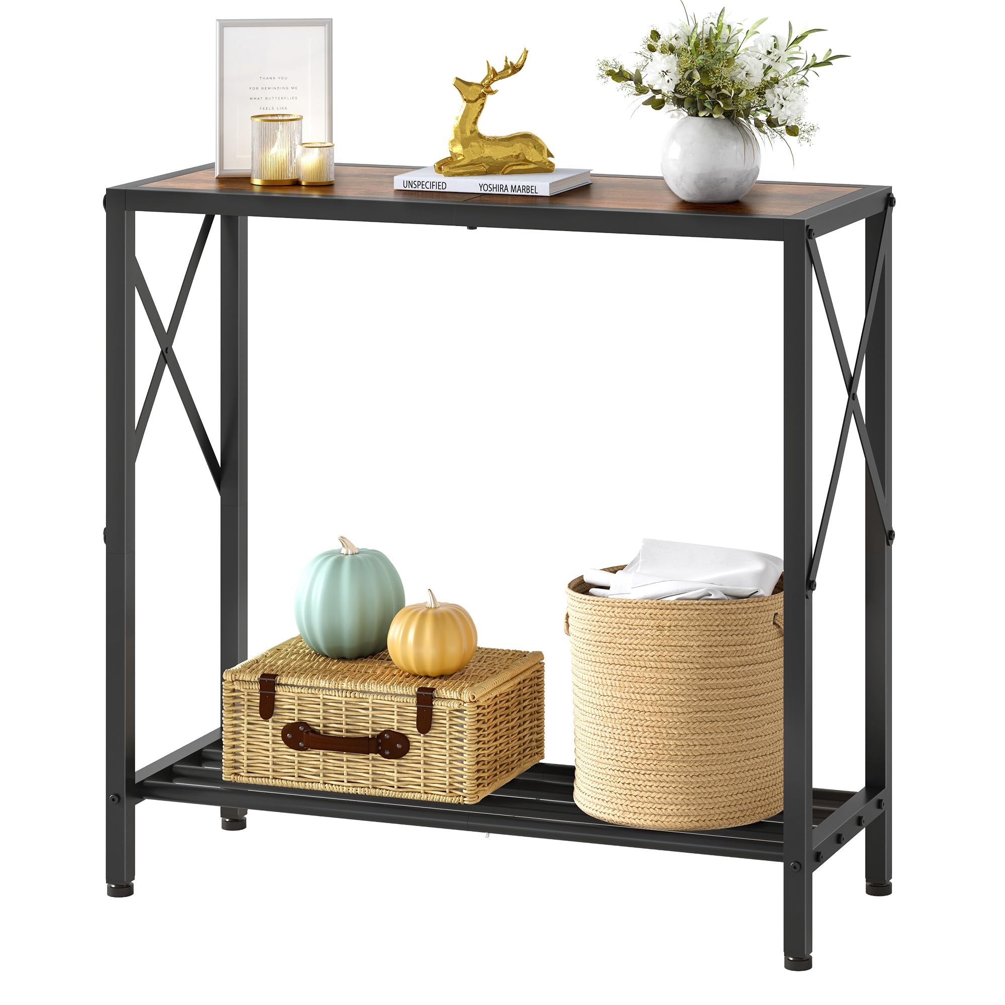 Tajsoon Console Table, 2 Tier Small Hallway Table, Narrow Sofa Table ...