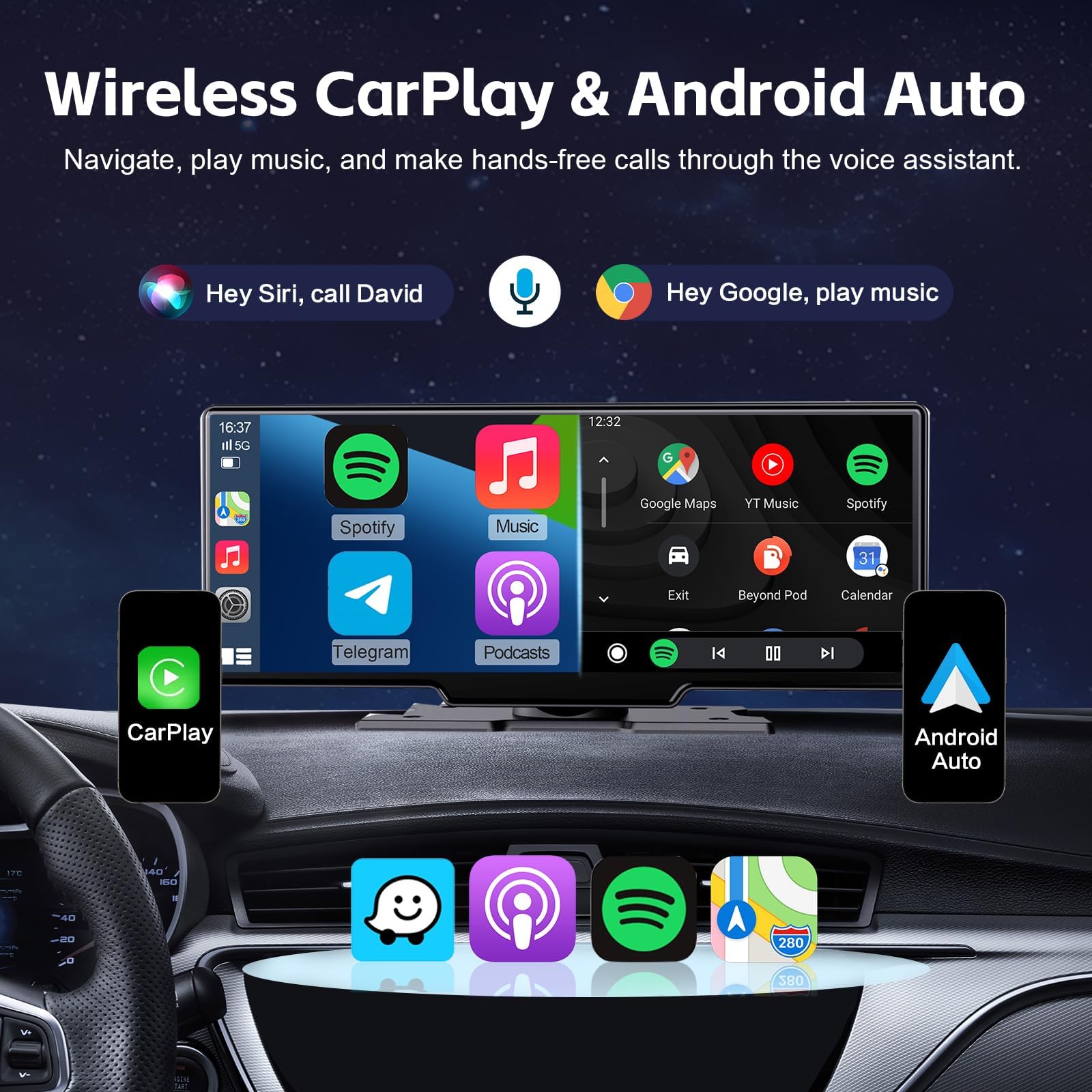 Mua Luzeterna 9 inch Wireless Apple CarPlay Screen for Car & 4K Dash ...