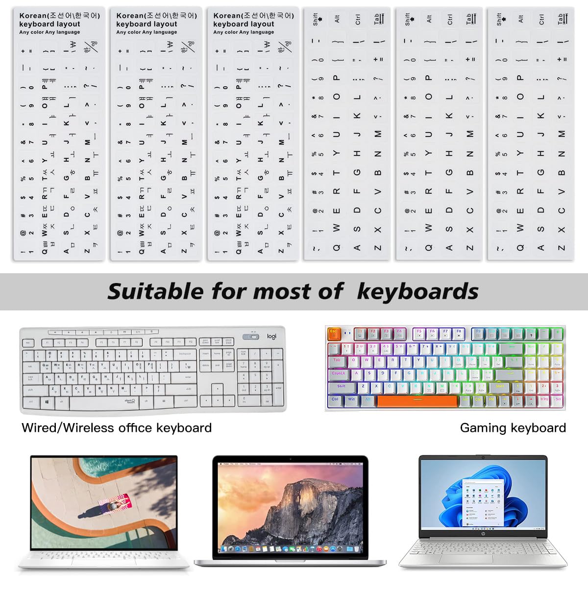 Mua 3PCS Korean Keyboard Stickers,Hangul Keyboard Sticker with White ...