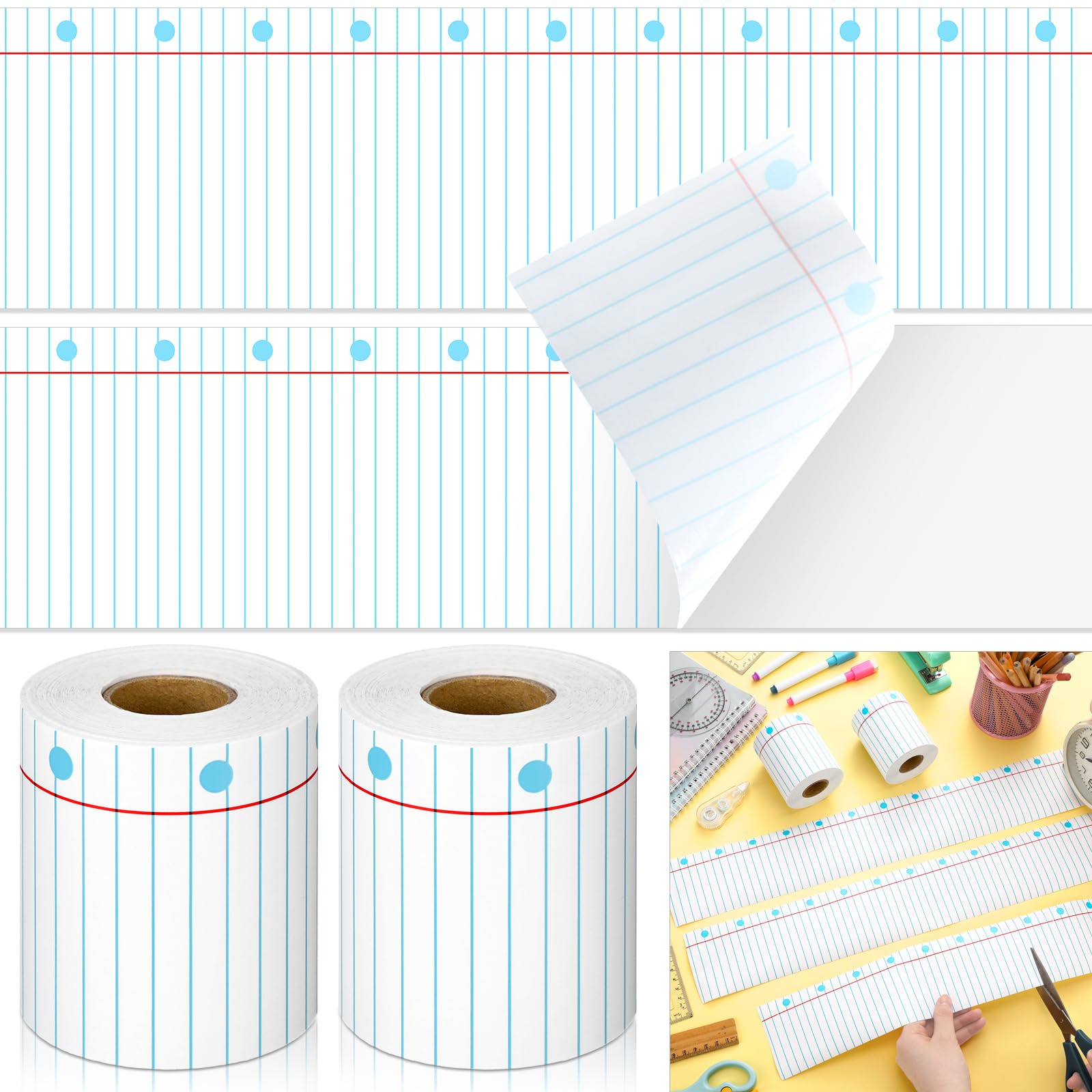 Fuutreo 120ft Notebook Paper Pattern Bulletin Board School Classroom ...