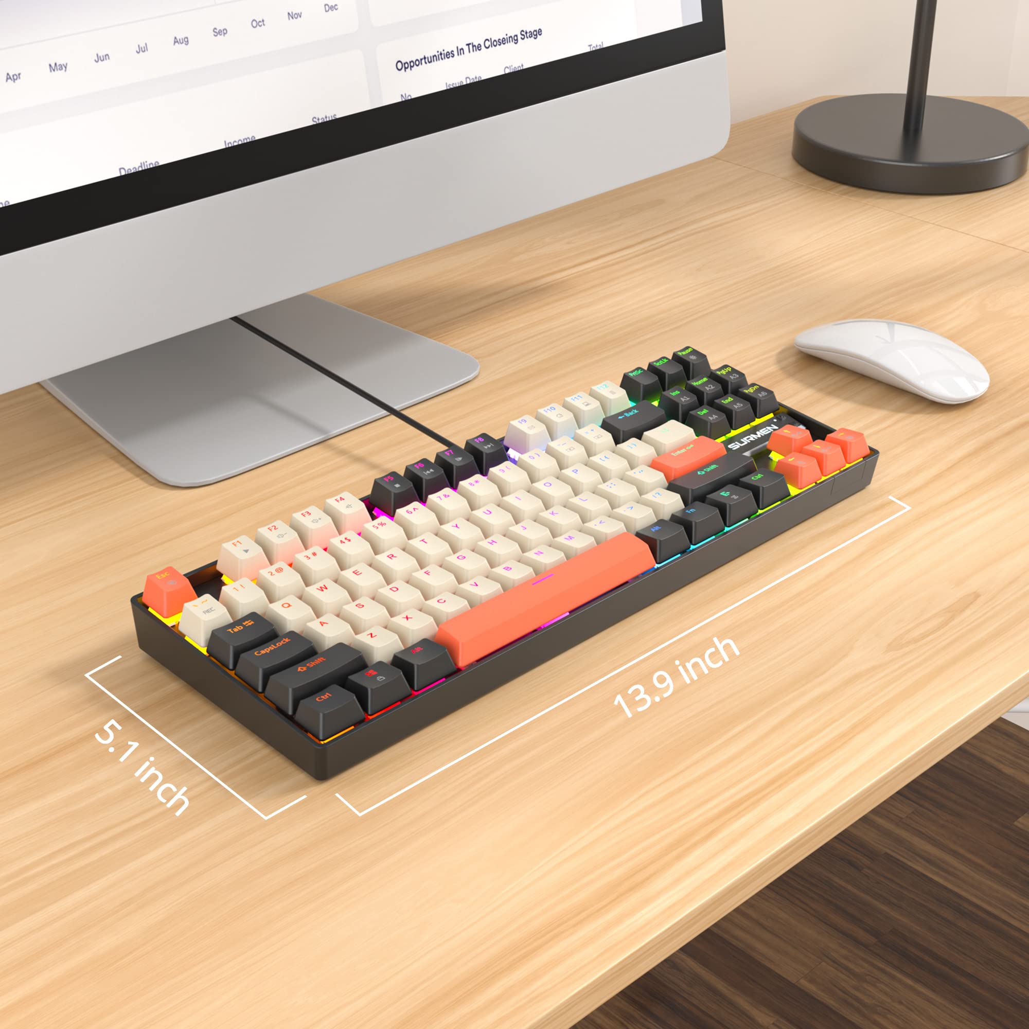 Mua Fogruaden RGB Wired 75% Percent Mechanical Keyboard with Red Switch ...