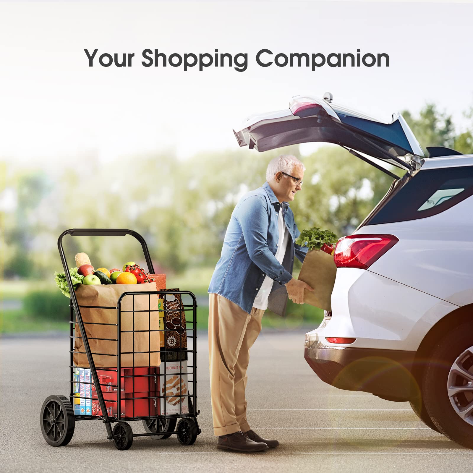 Amada Shopping Cart For Groceries With 176LBS/91L Large Capacity, Heavy ...