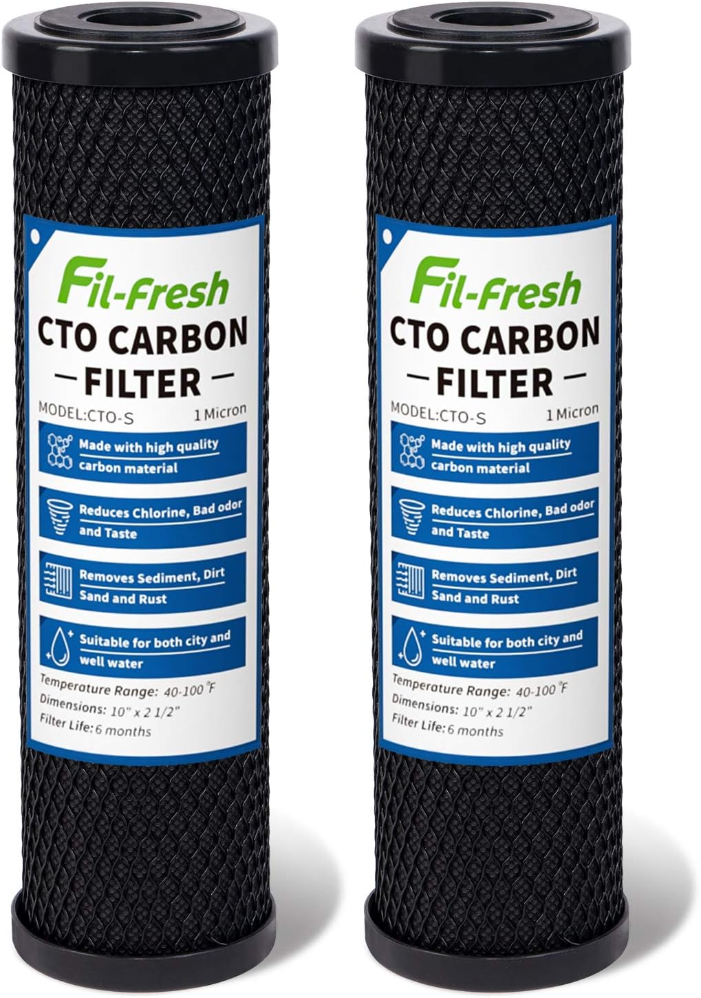 Amazon.com: 1 Micron CTO Carbon Sediment Filter 2.5” x 10” Water ...