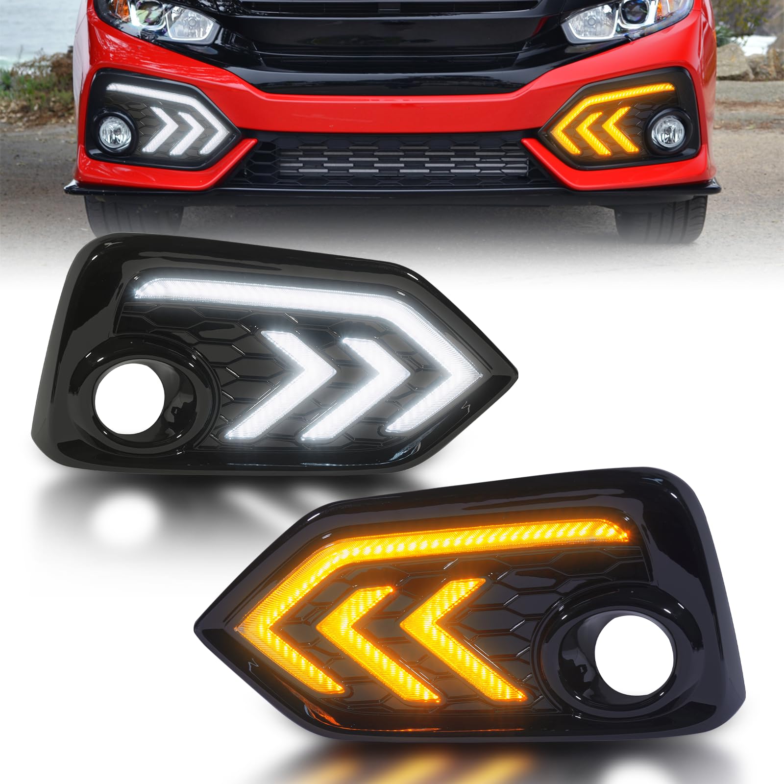 LED Daytime Running Lights (DRL) & Fog Lights for Honda Civic 10th Gen ...