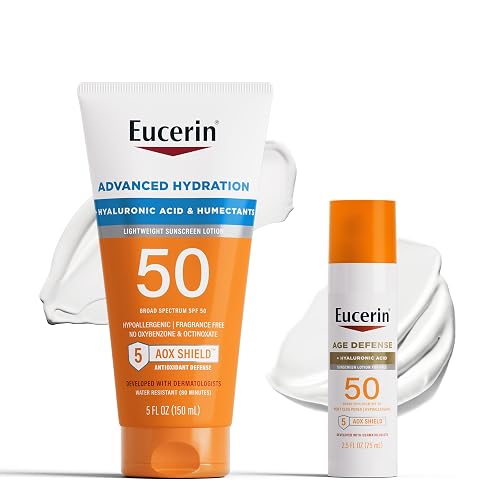 Eucerin Sun Sunscreen Pack with Hyaluronic Acid, Advanced Hydration SPF ...