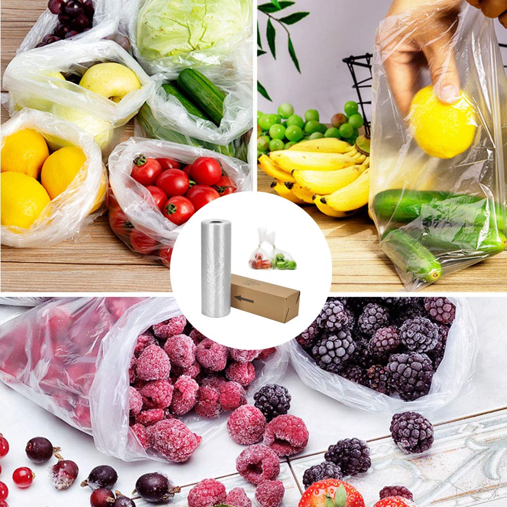 Pinshion Food Storage Bags, 16 x 20 Plastic Produce Bag on a Roll ...