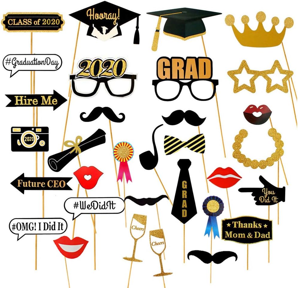 Dsaren 28 Piezas Graduation Photo Booth Props 2020 Glitter Gafas ...