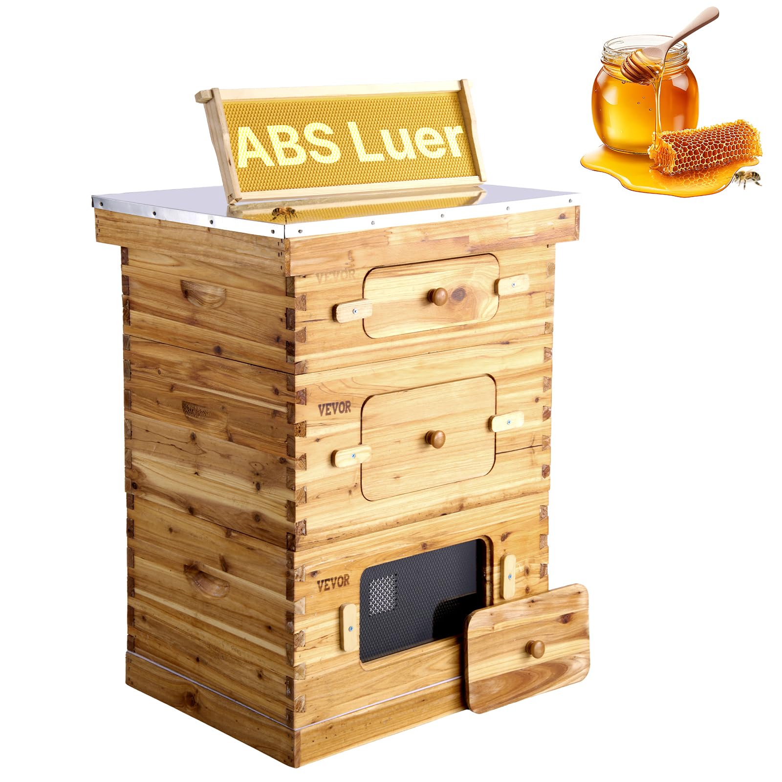 VEVOR Bee Hive 10 Frame Bee Hives Starter Kit, Beeswax Coated Fir Wood ...