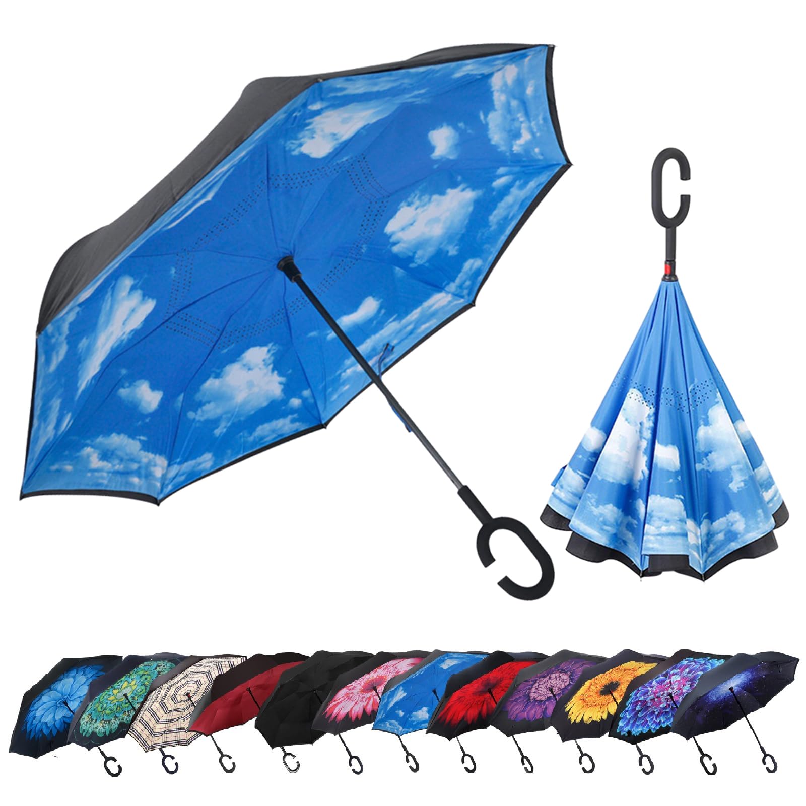 Mua LLanxiry Umbrella,Inverted Reverse Upside Down Umbrellas with C-Shaped Handle, Anti-UV ...