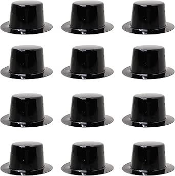 Amazon.com: Black Mini Top Hat - 12 Pack : Toys & Games