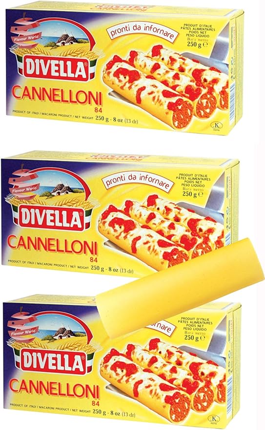 Divella Cannelloni N.84 Dried Pasta Tubes 750g (3 x 250g): Amazon.co.uk ...