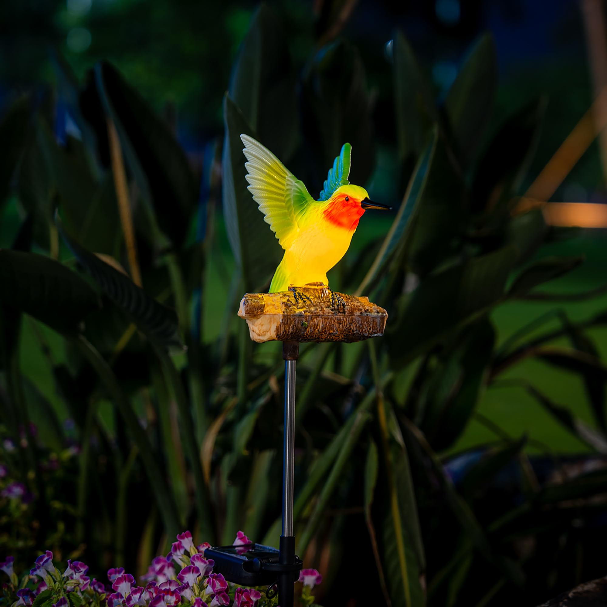 Cubular Birdsong Hummingbird Garden Decor Statues Stake Figurine Solar ...