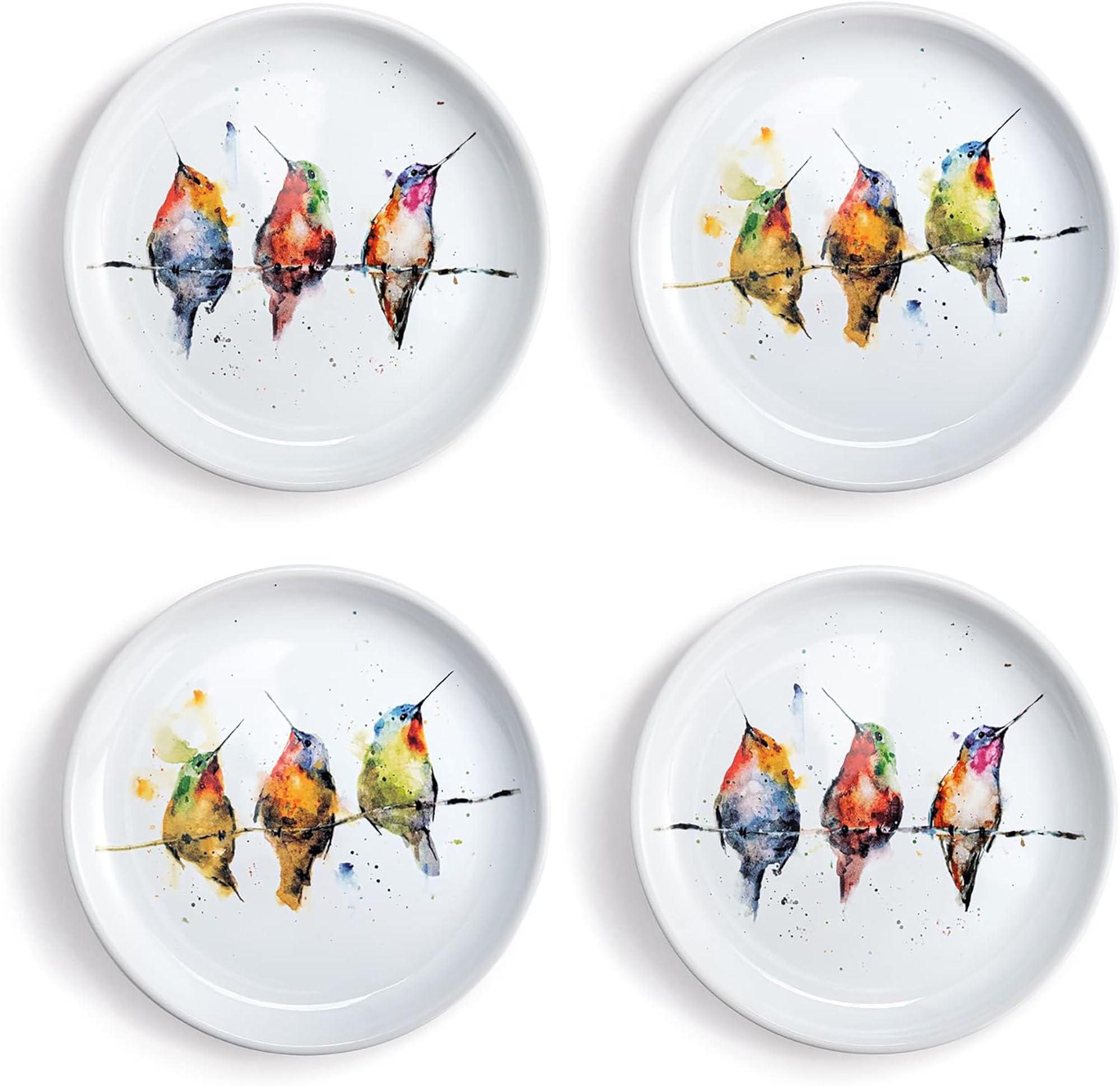 DEMDACO Watercolor Wildflowers 6.5 inch Stoneware Appetizer Plates Set ...