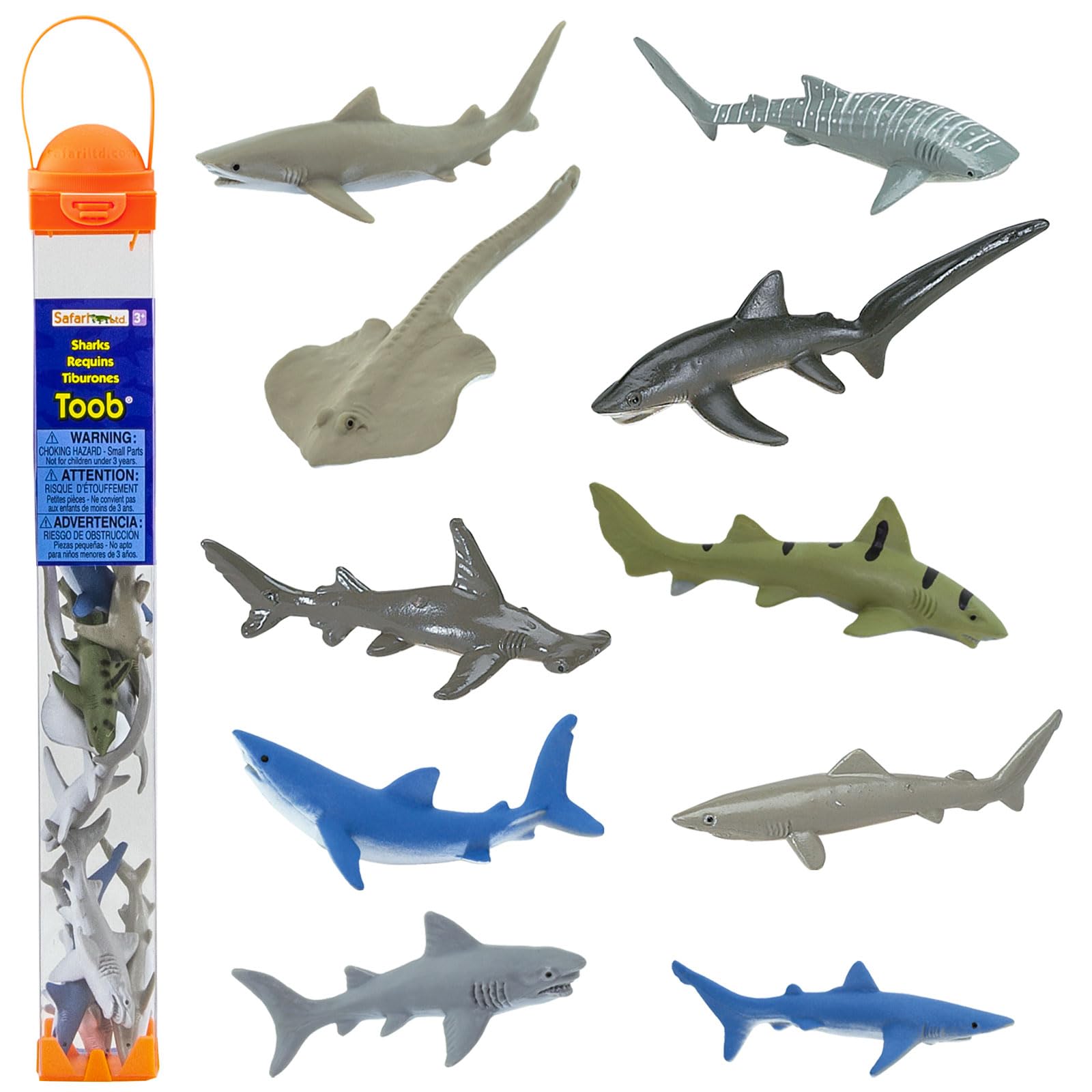 Safari Ltd. Sharks TOOB - 11 Hand-Painted Mini Figurines Including Great White, Whale Shark ...