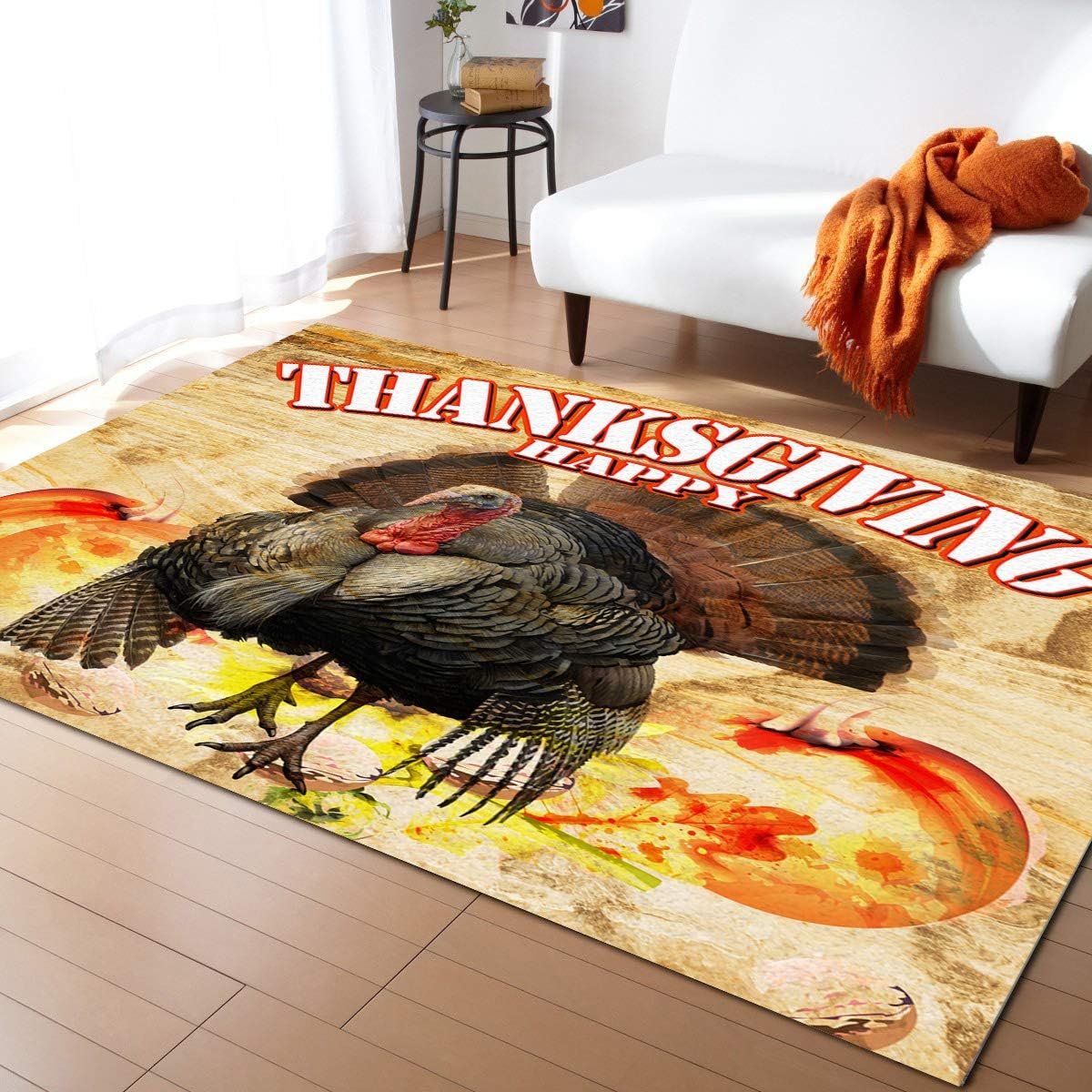 Amazon.com : KITHOME Contemporary Non-Slip Area Rug Autumn Thanksgiving ...