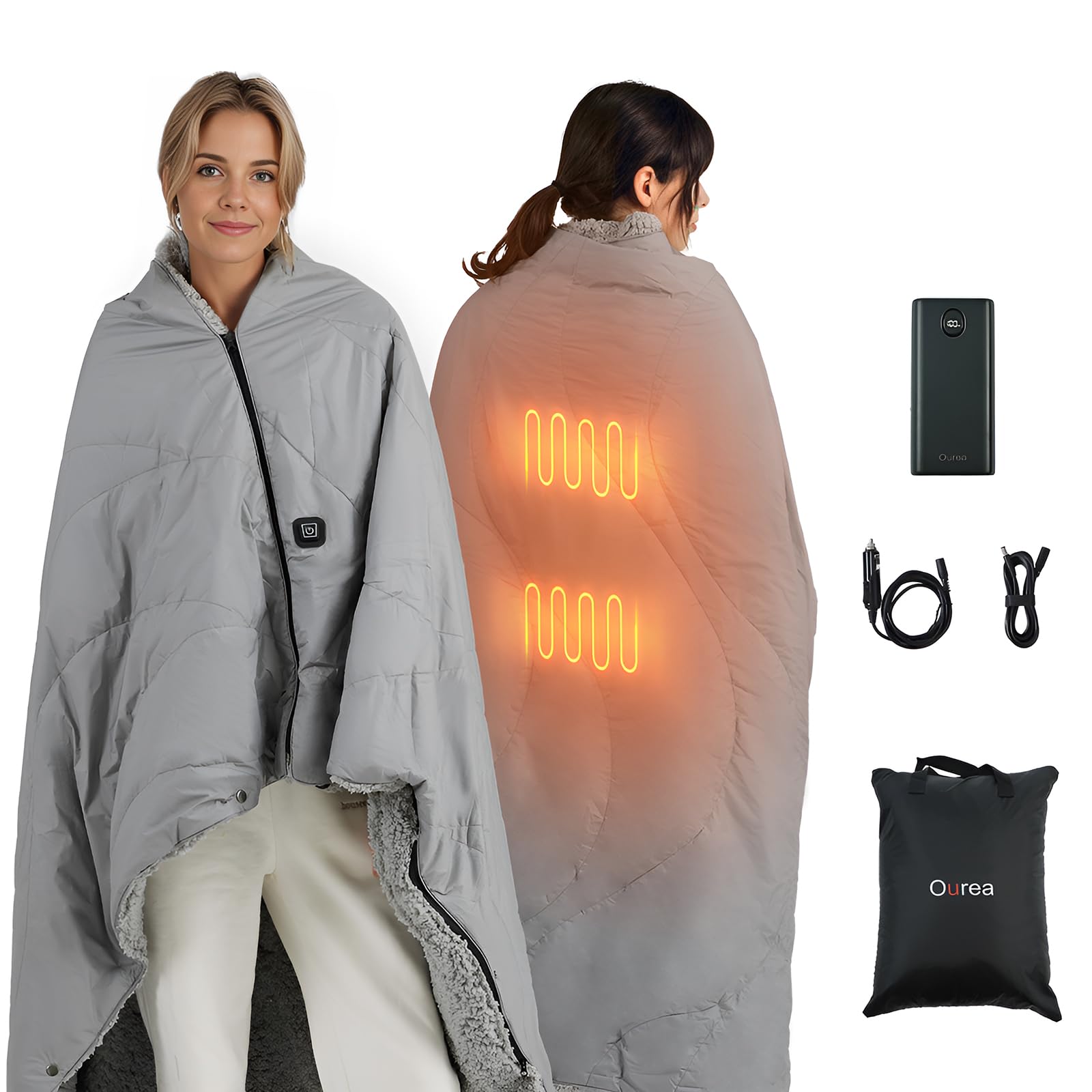Ourea Heated Blanket Battery Operated, Wearable Portable Electric ...