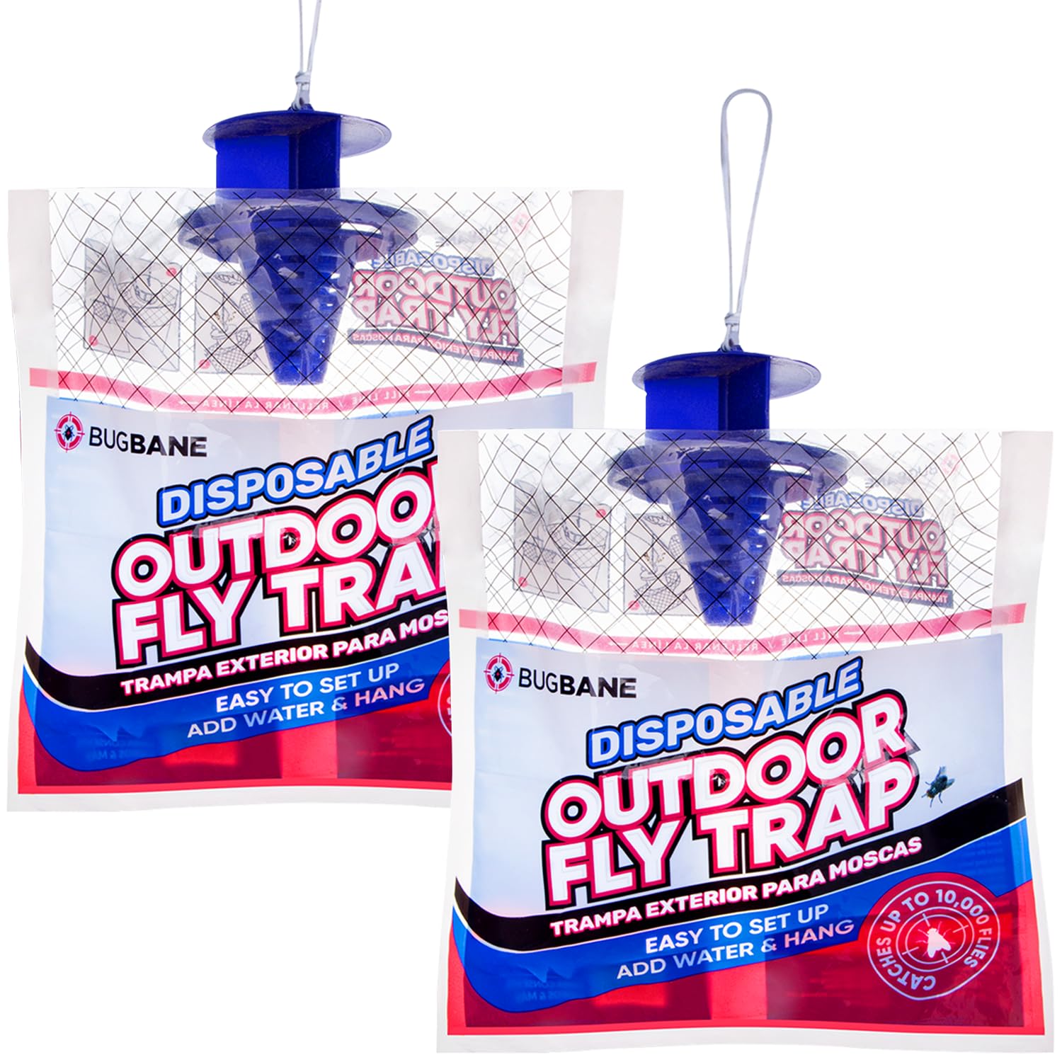 Fly Traps Outdoor Fly Trap for Patio. 2 Non-Toxic Pre-Baited Flies Bags ...