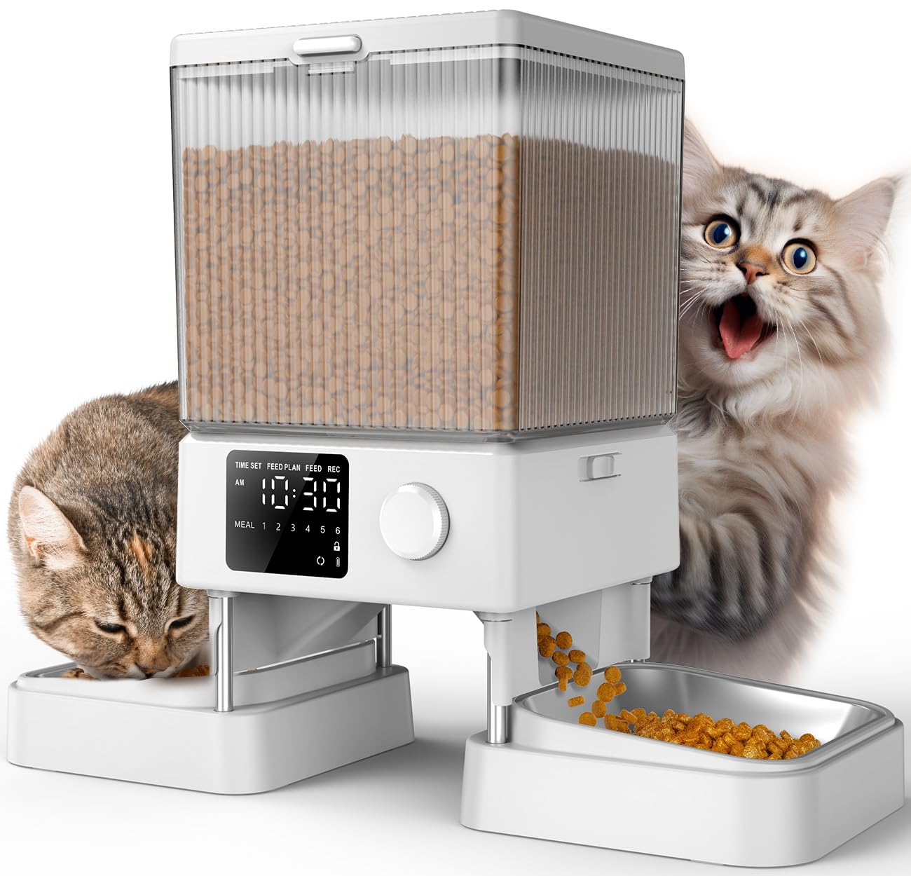 oneisall Automatic Cat Feeder for 2 Cats, 20 Cups/5L Automatic Cat Food ...