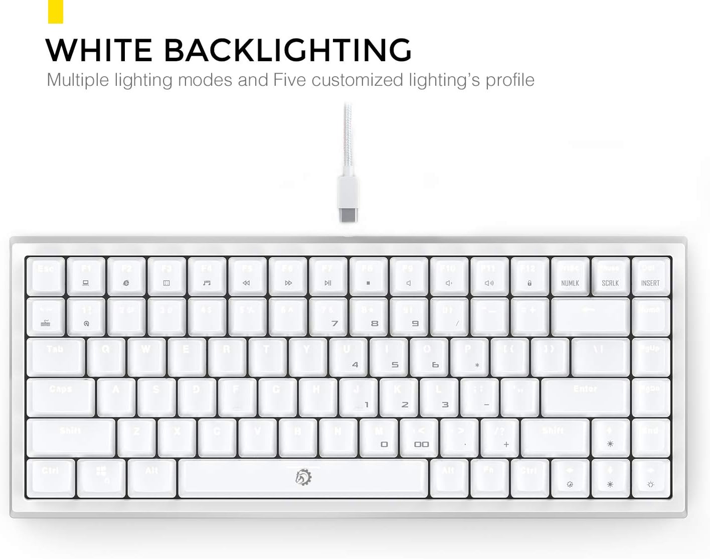 DREVO Gramr 84 Key 75% TKL Mechanical Gaming Keyboard with White LED ...
