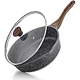 Amazon.com: SENSARTE Nonstick Deep Frying Pan Skillet, 12-inch Saute Pan with Lid, Stay-cool ...