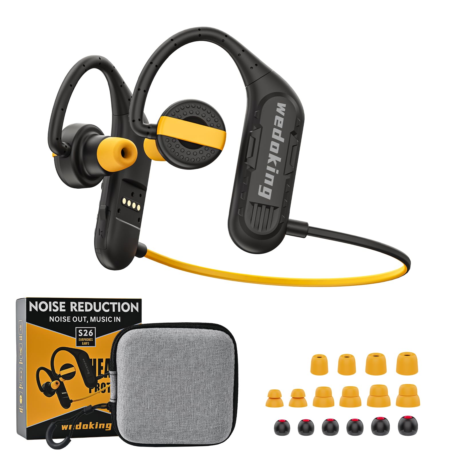 Ear Plugs Bluetooth Headphones for Work, 2in1 Earbuds with 32GB MP3 ...