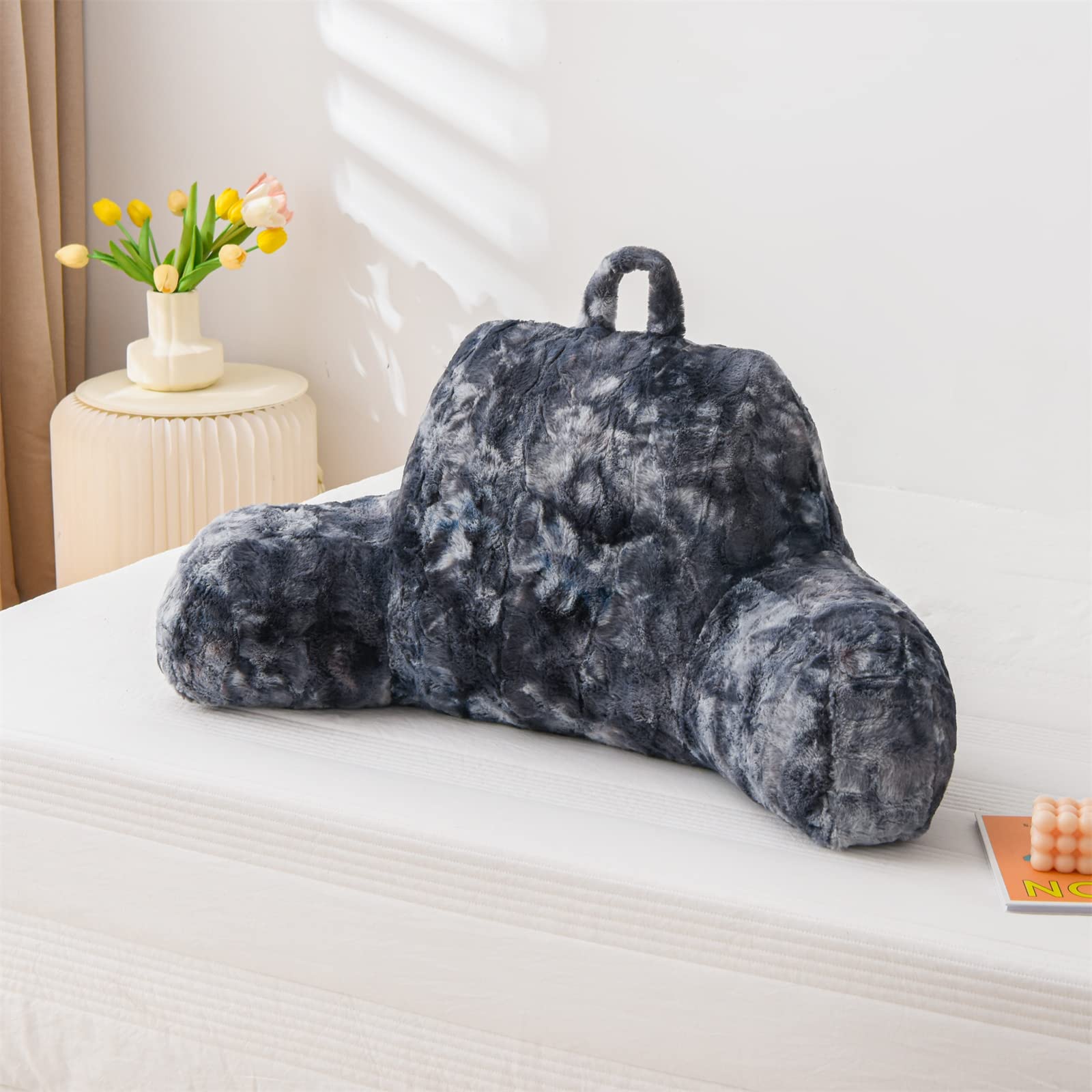 A Nice Night Faux Fur Reading Pillow Bed Wedge Large Adult Children ...