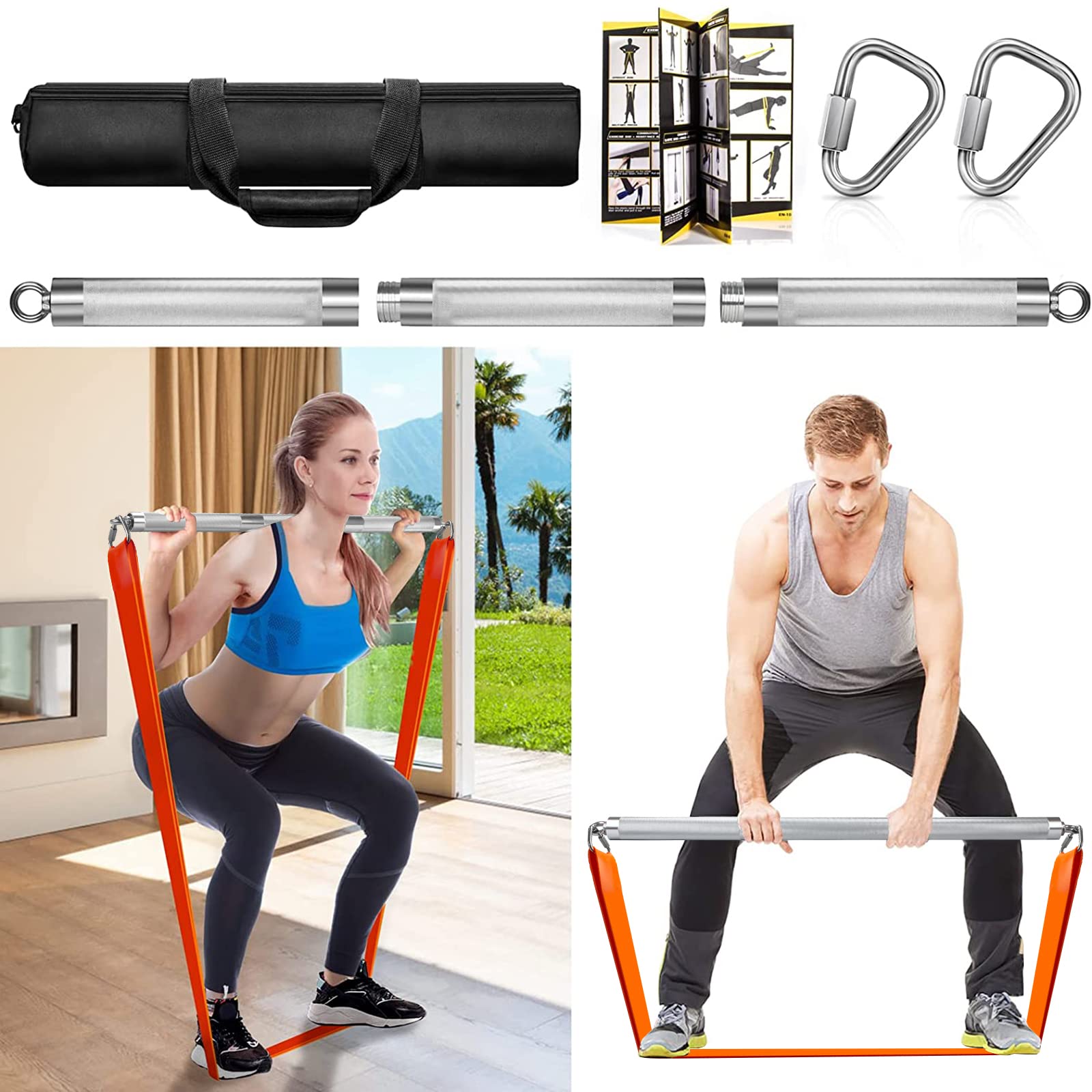 Mua DASKING Detachable Resistance Bands Bar 30"/35.4"/38.5" Length ...
