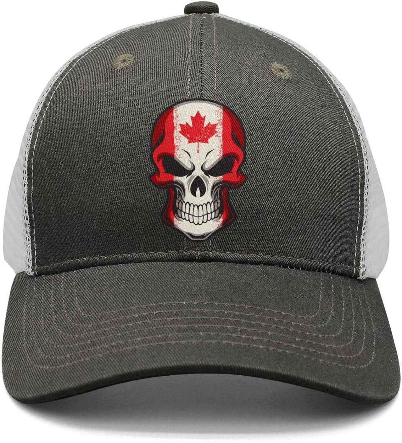 Canada Flag Maple Skull Men's Polo Style Hat Trucker Big Truck Hats ...
