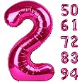 Amazon.com: Hot Pink 2 Balloon, Number Balloons 40 Inch, 2nd Balloon ...