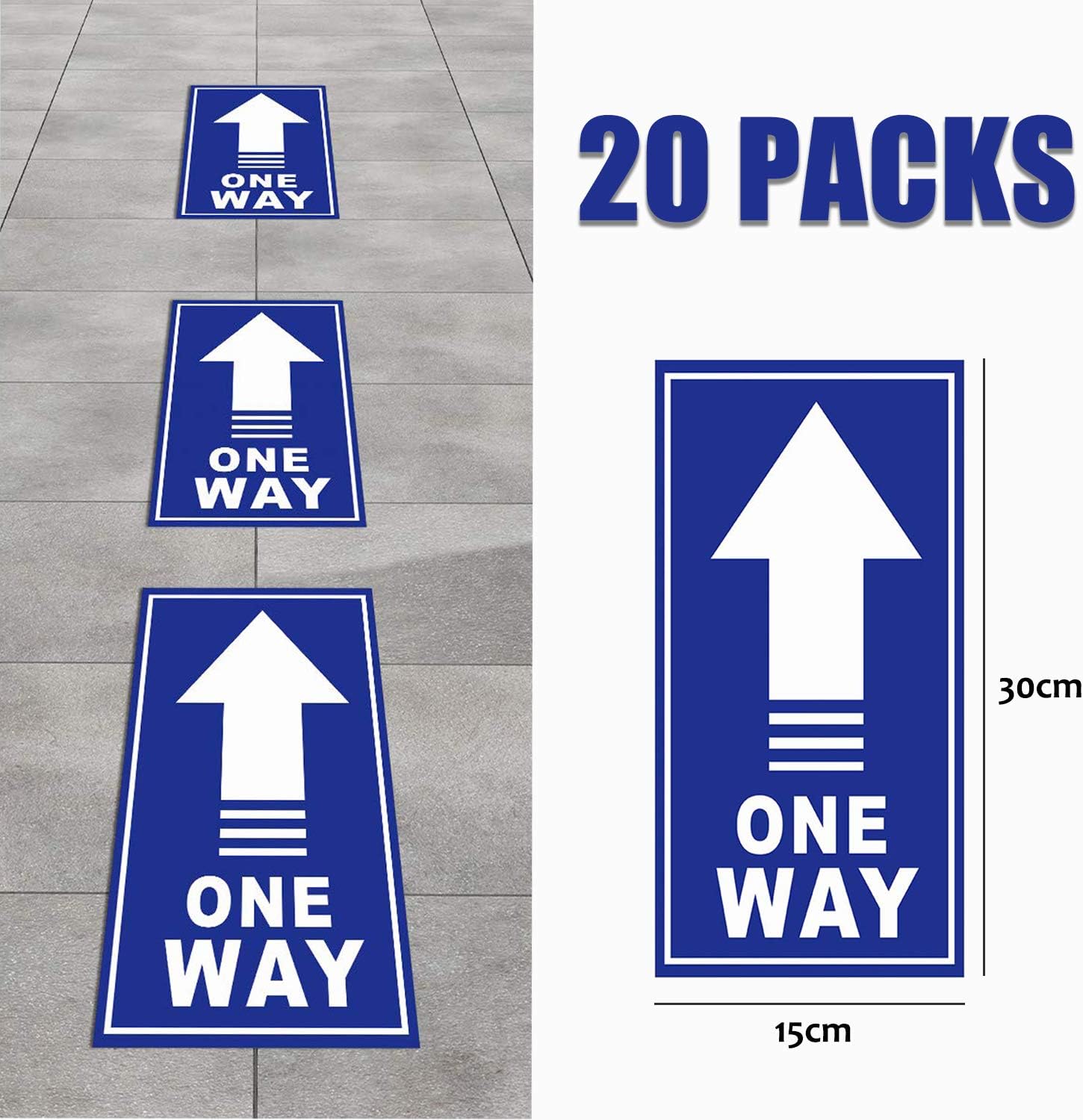 20 Packs One Way Floor Stickers Sign, 11 inch Social Distancing Arrow ...