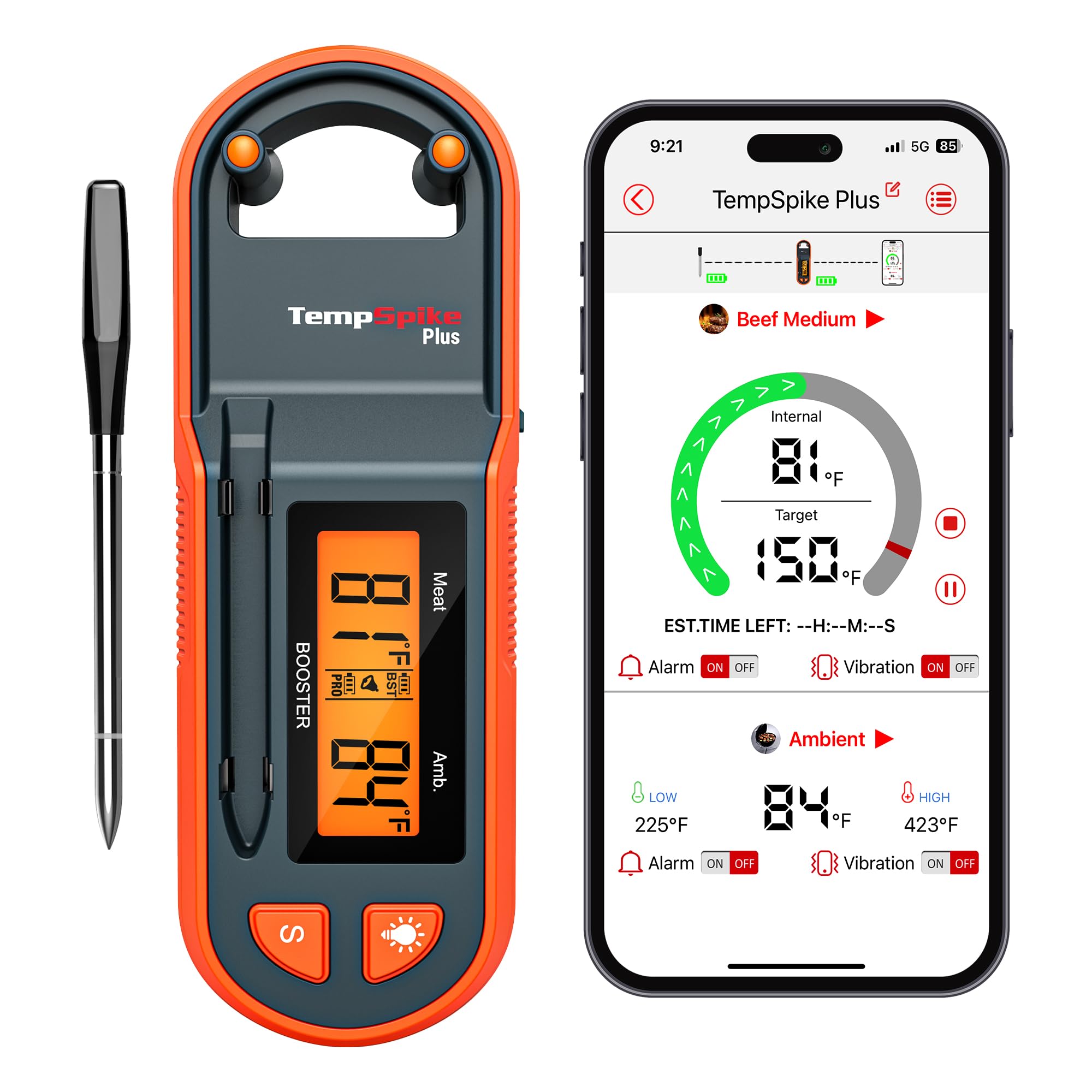 Thermopro TempSpike 600 ft Wireless Meat Thermometer with Ultra-Thinner ...