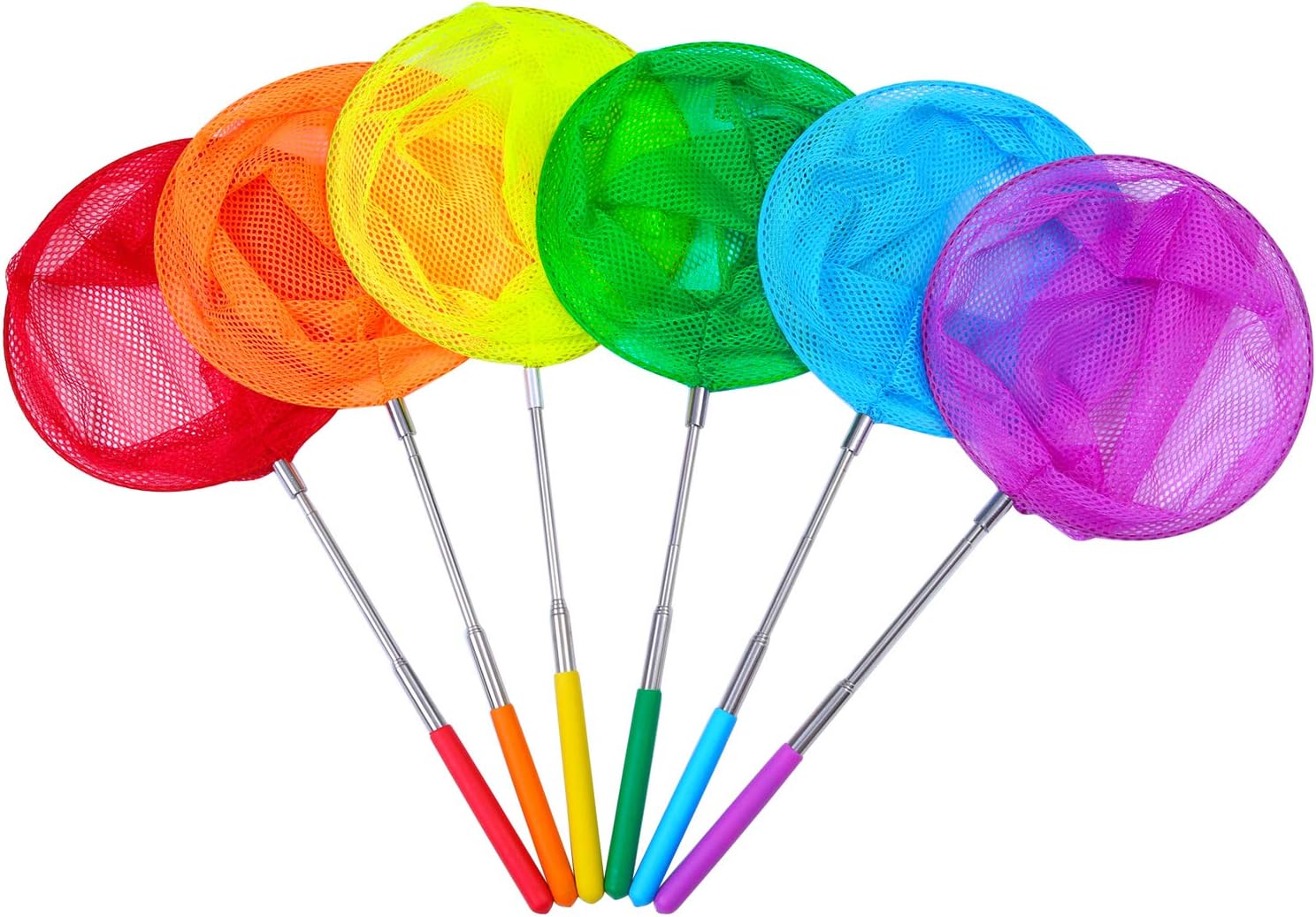 ANECO 6 Pack Telescopic Small Animal Net Colorful Nets Catching Fishing ...